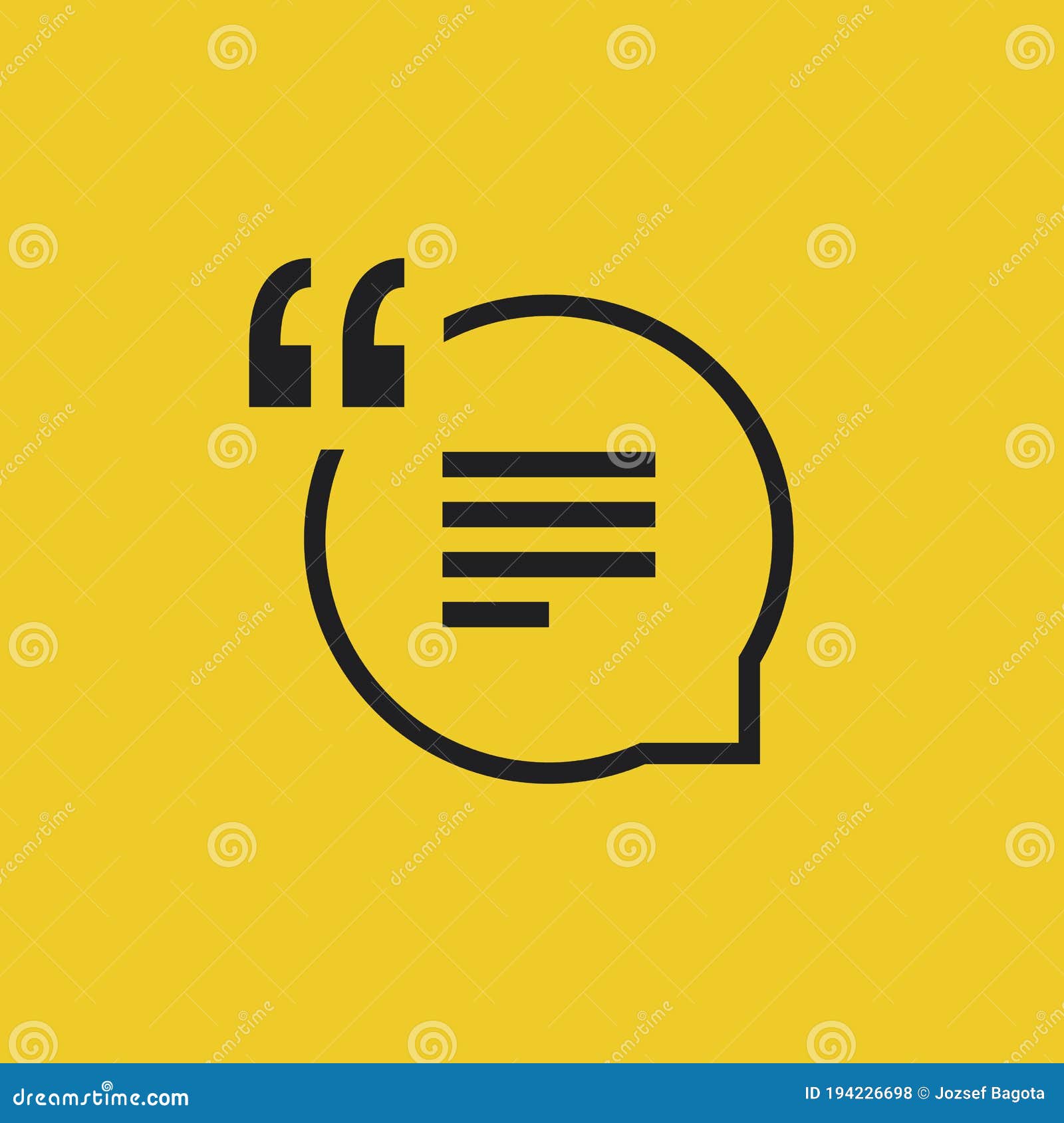 Quote Vector Icon on a Yellow Background Stock Vector - Illustration of ...