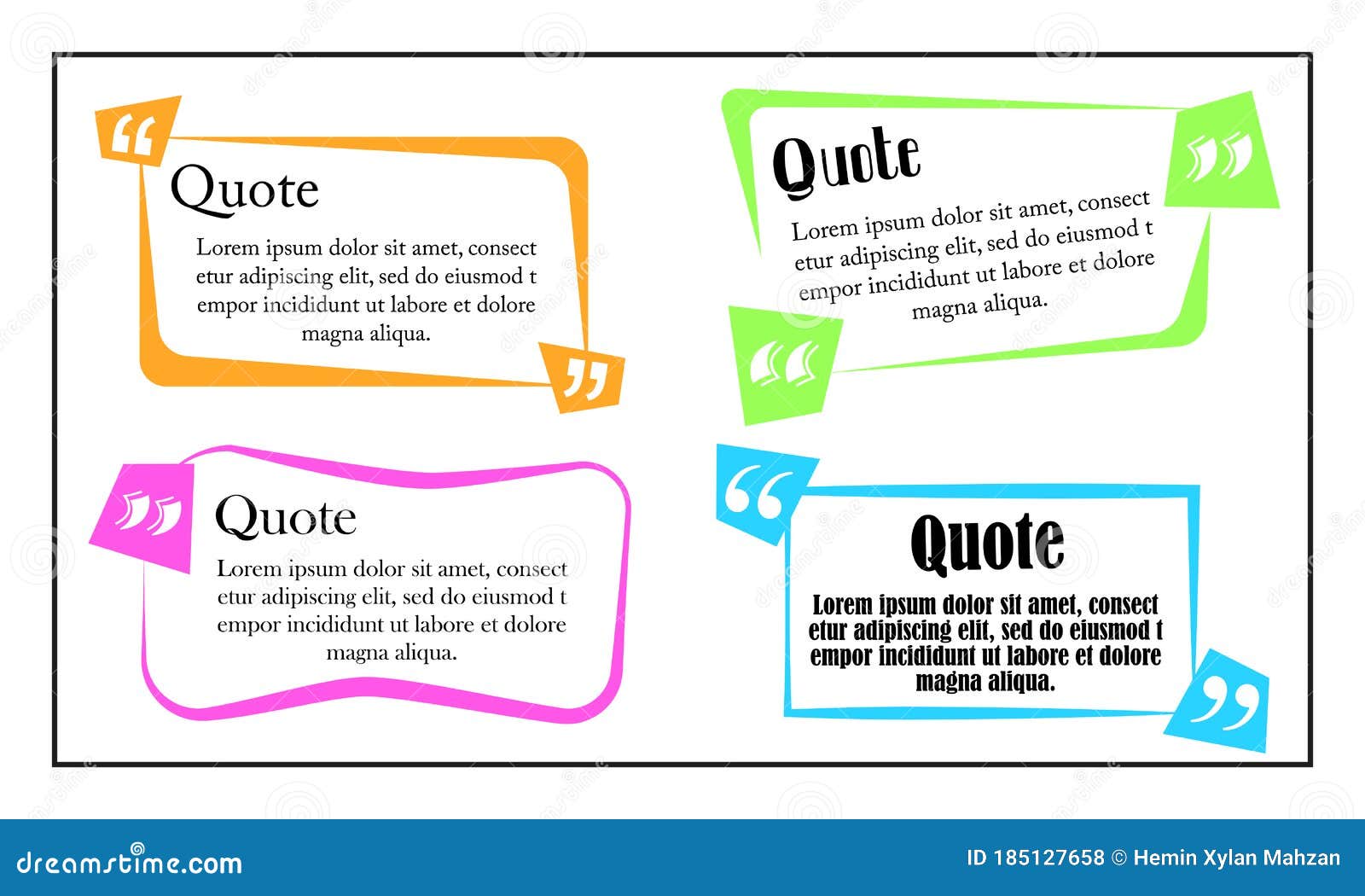 Quote box design concept stock vector. Illustration of mention - 185127658