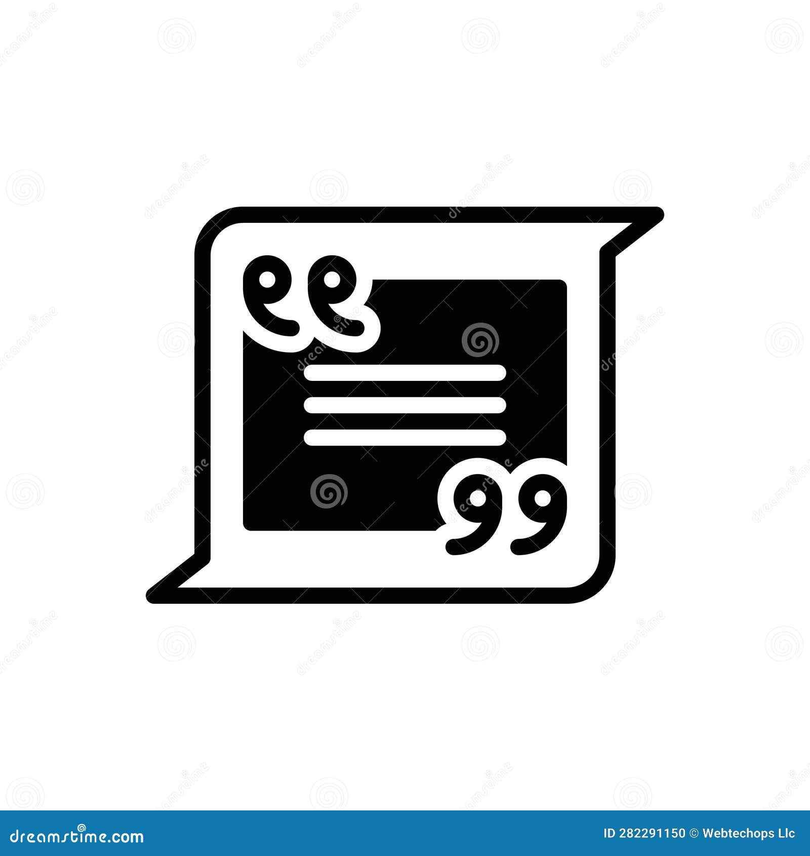 Black Solid Icon for Quoted, Quotation and Chat Stock Illustration ...