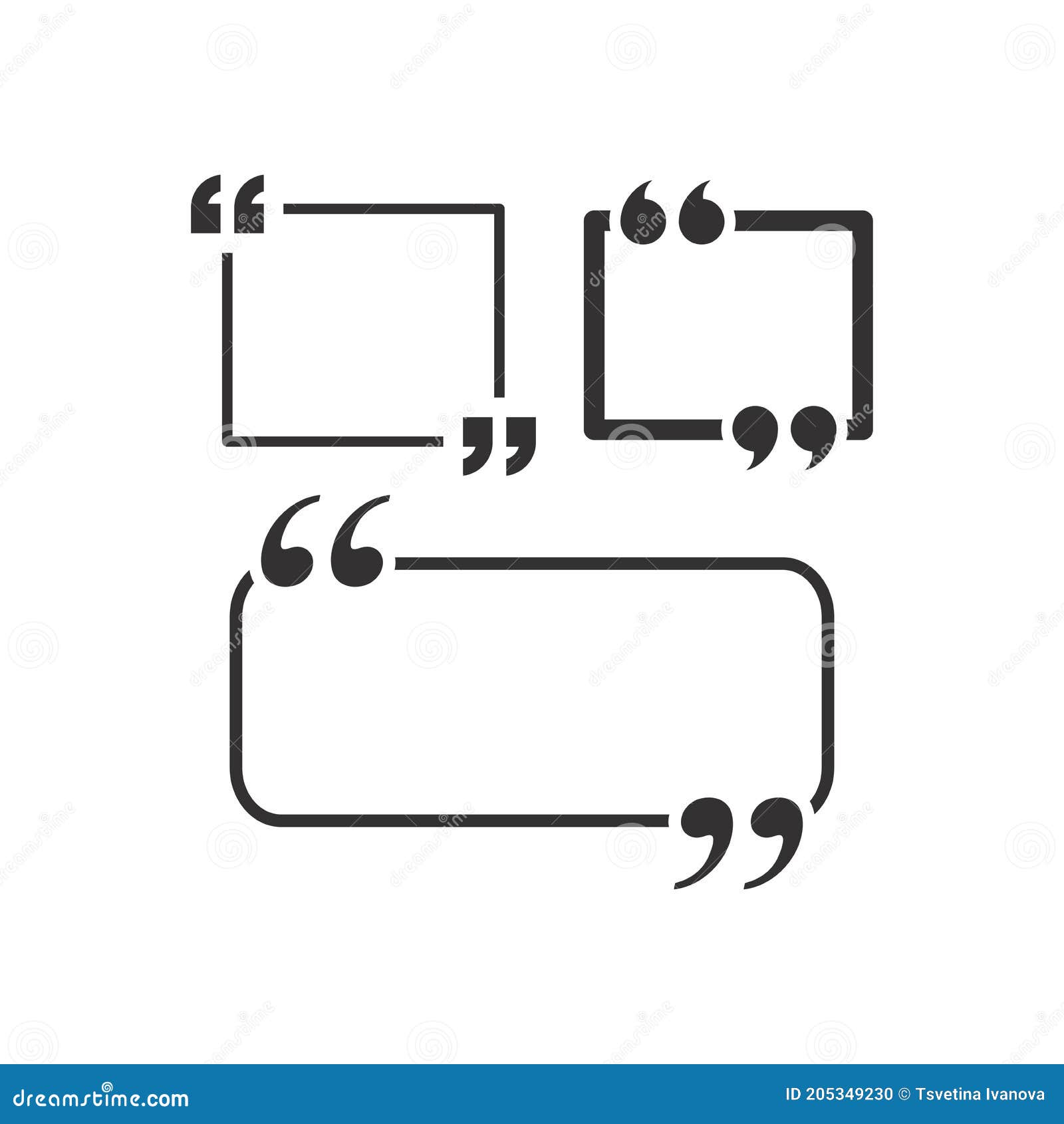 Quotes Frame Black Vector Icon Set Stock Vector - Illustration of frame ...