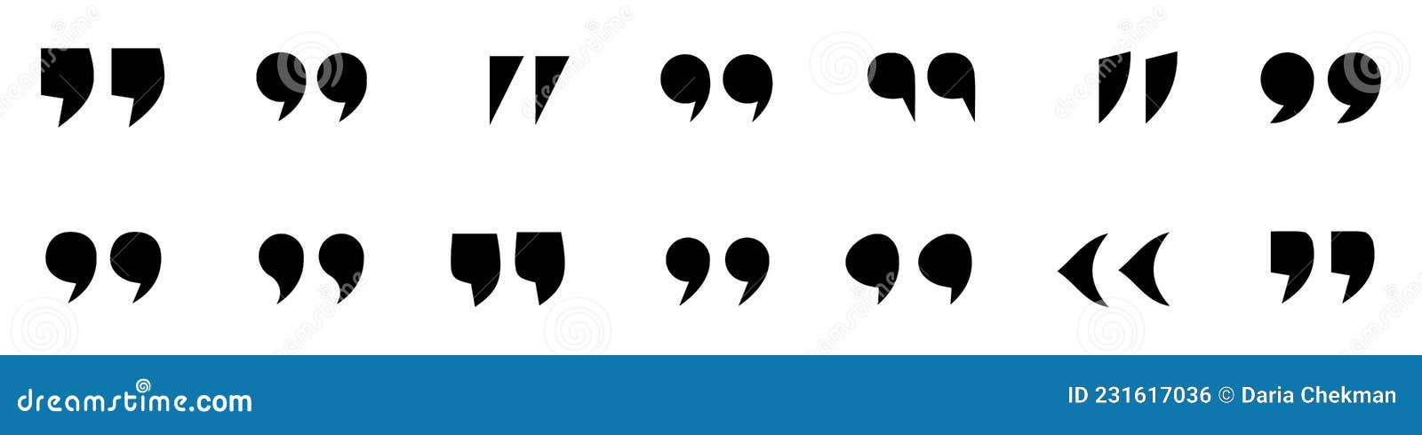 Quotes Icons Set. Black Quotation Marks Isolated on White Background ...