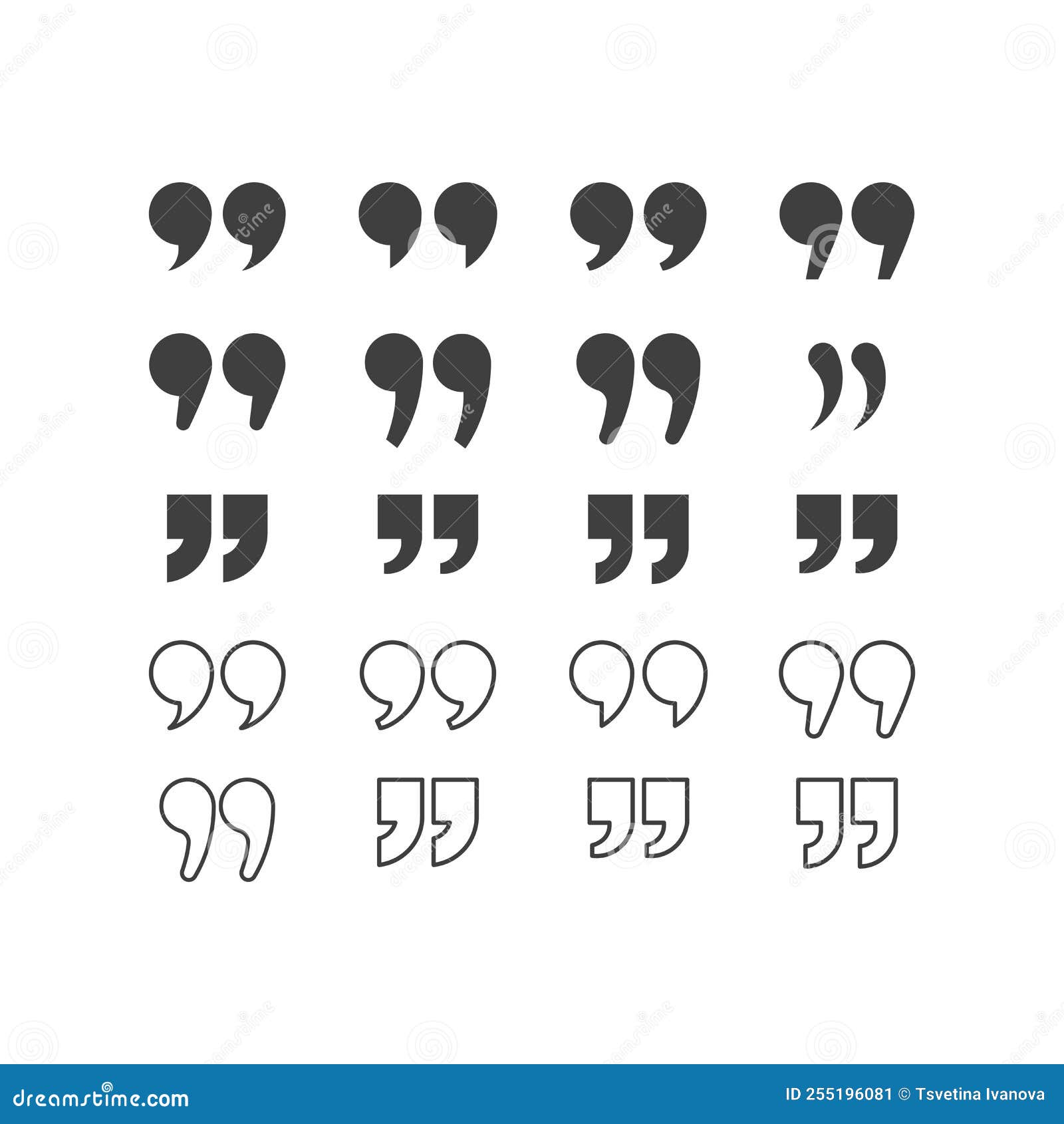 Quotes, Quotation Marks Black Isolated Vector Icon Set Stock Vector ...