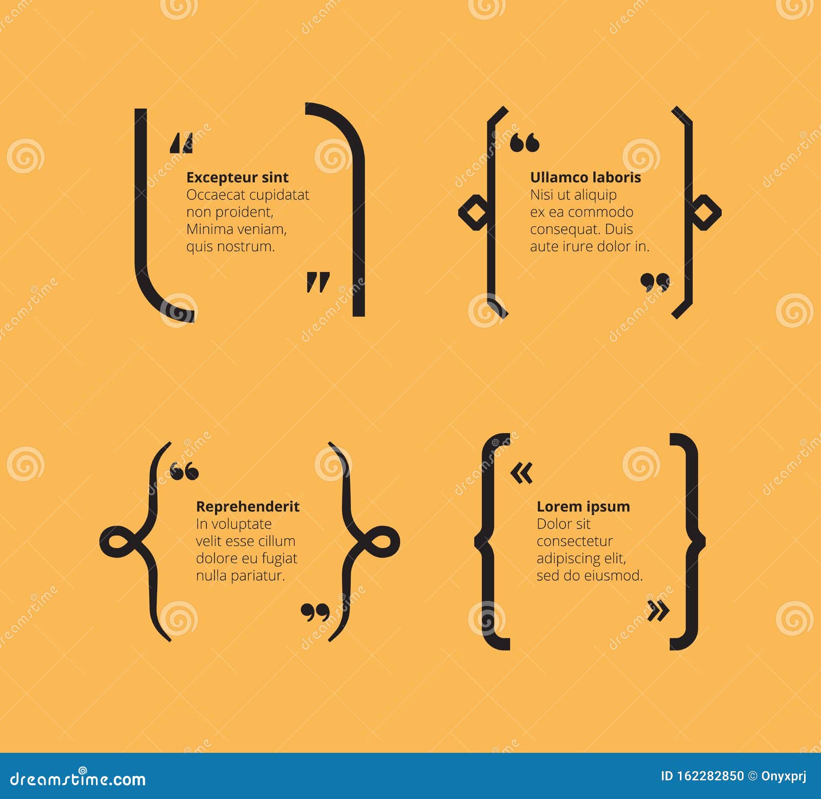 Quotes on Yellow. Brackets Abstract Template with Typography Quotes and ...