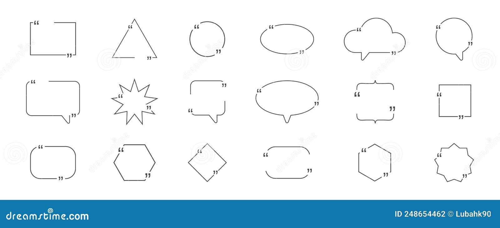 Quotte Bubble Set. Line Text Frame. Quotation Title Banner. Headline ...