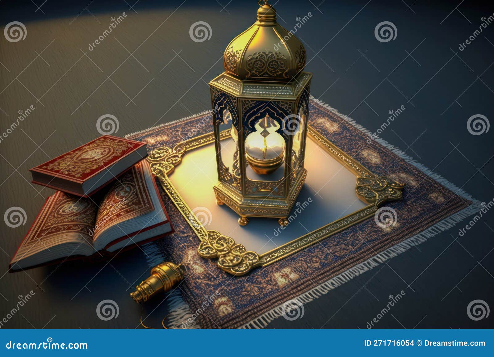 Quran Holy Book with Islamic Objects. Created with Generative ...