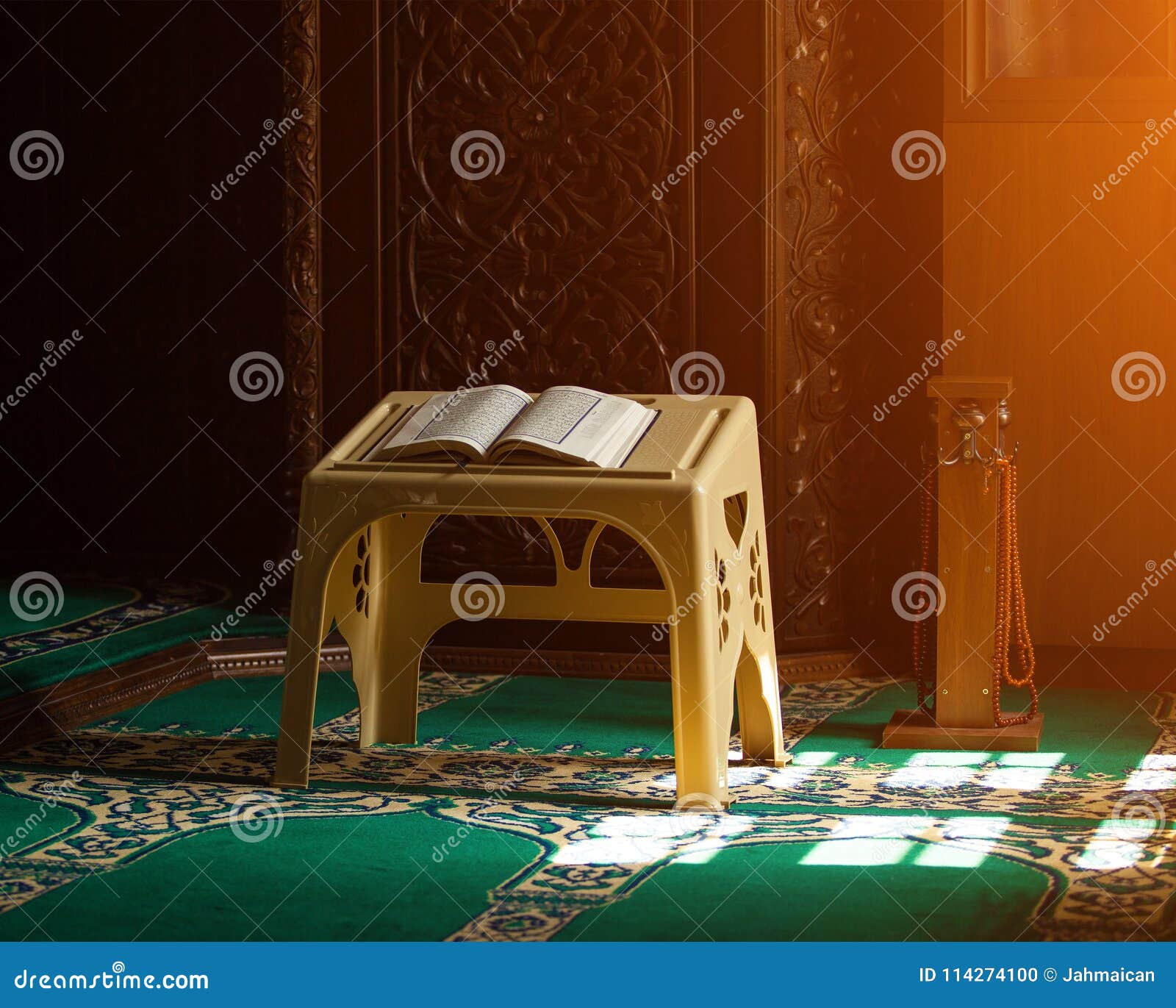 Quran in the mosque stock photo. Image of holder, arab - 114274100