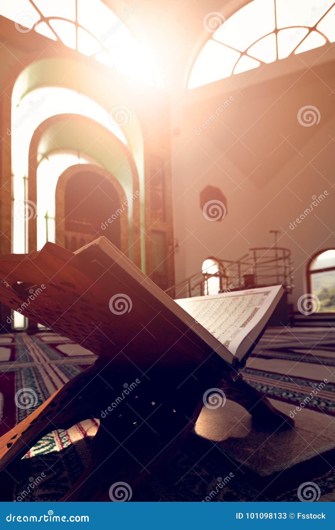 Quran in the Mosque - Open for Prayers Stock Image - Image of book ...
