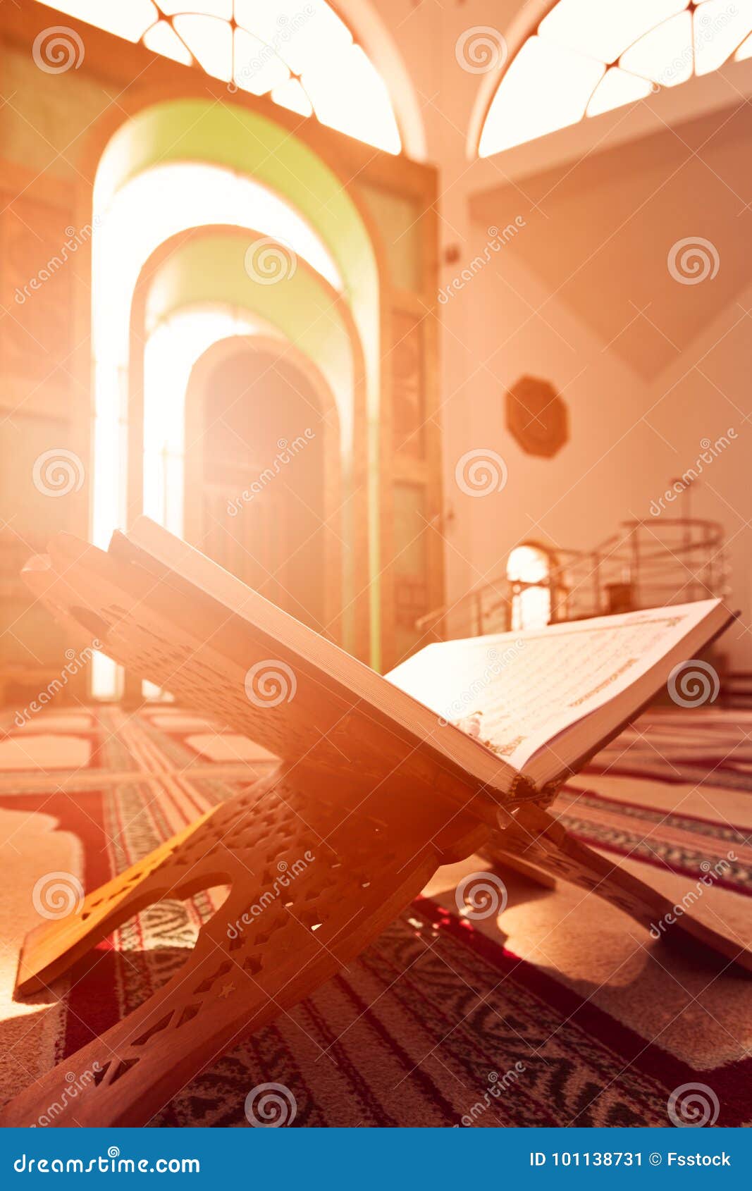 Quran in the Mosque - Open for Prayers Stock Image - Image of light ...
