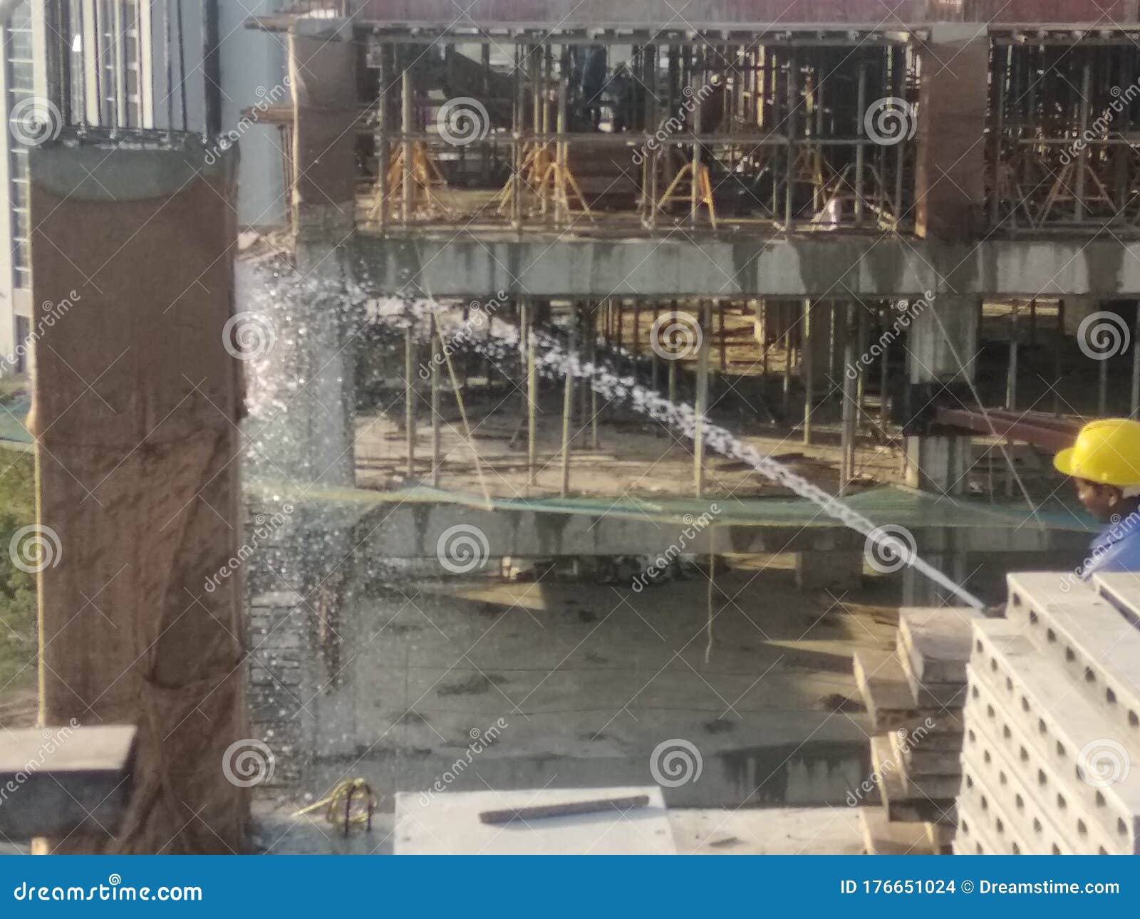 Quring Work in Highrise Building Stock Photo - Image of rainforsment ...