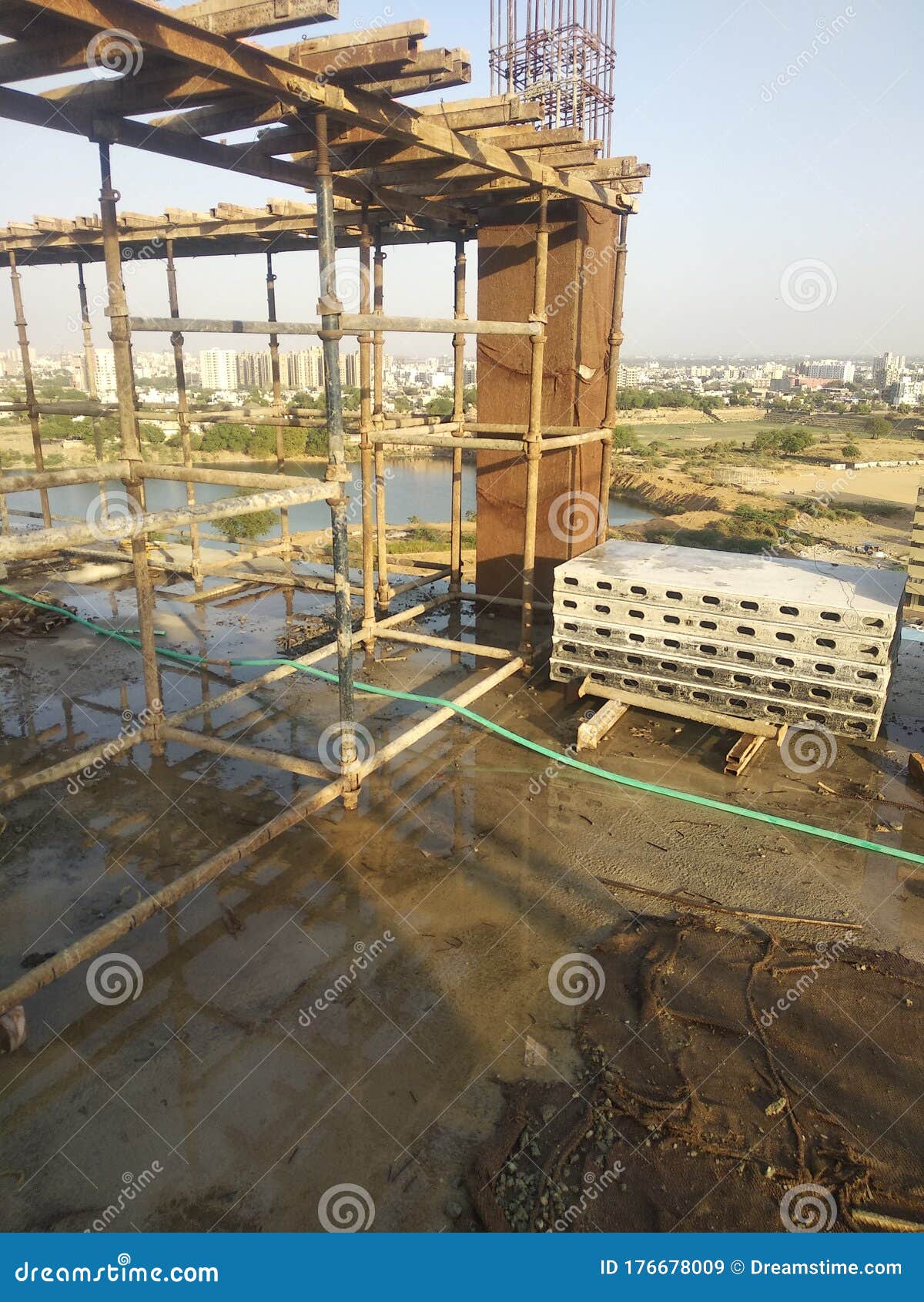 Quring Work in Highrise Building Stock Image - Image of laborers ...