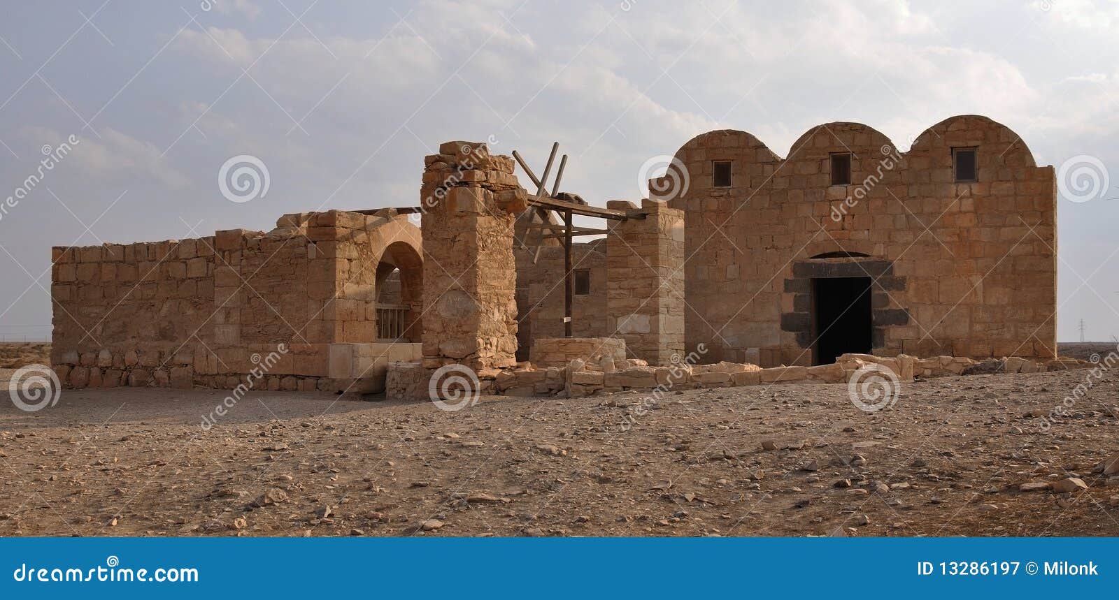 Quseir Amra Desert Castle II. Stock Image - Image of tourism, sunset ...