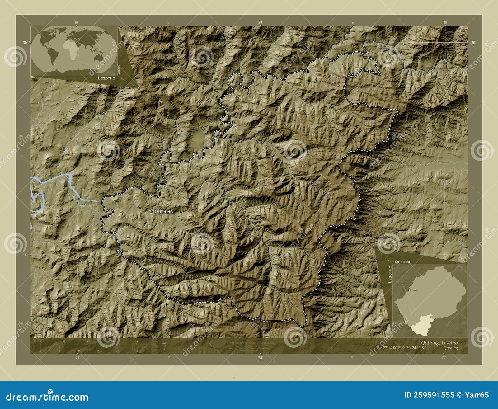 Quthing, Lesotho. Wiki. Labelled Points of Cities Stock Illustration ...
