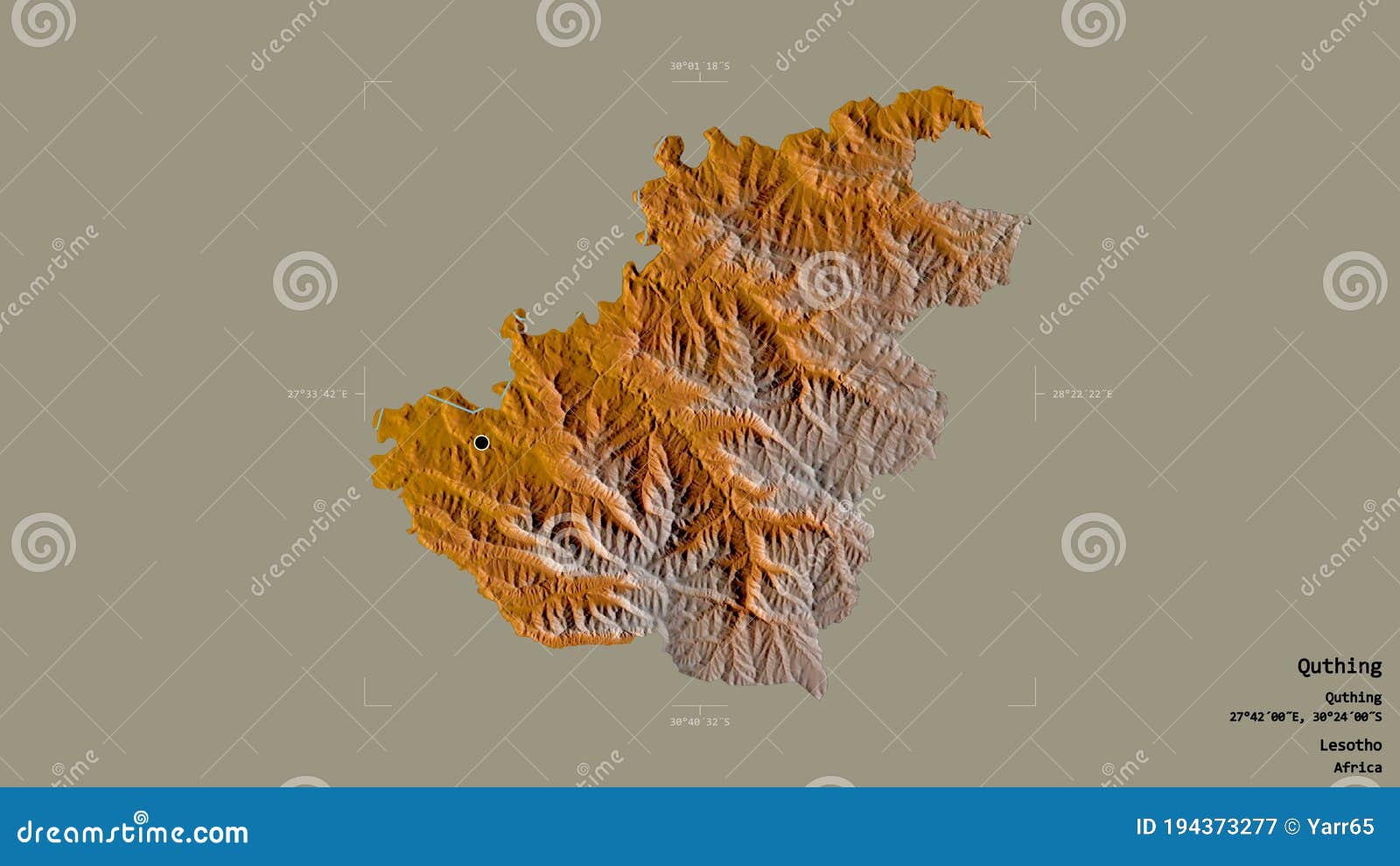 Quthing - Lesotho. Bounding Box. Relief Stock Illustration ...