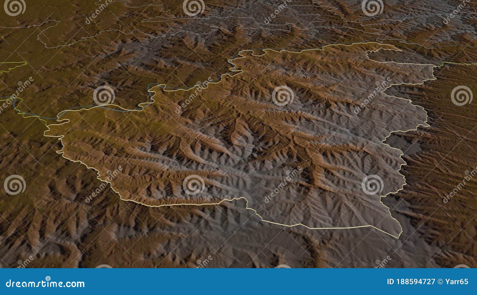 Quthing, Lesotho - Outlined. Relief Stock Illustration - Illustration ...