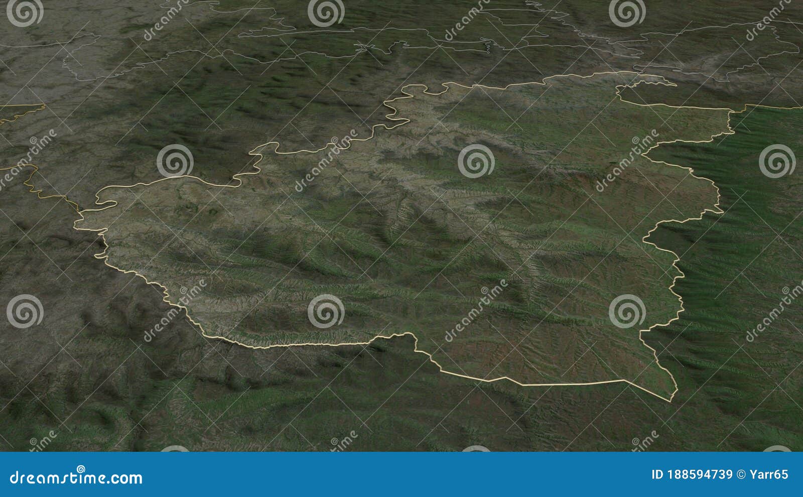 Quthing, Lesotho - Outlined. Satellite Stock Illustration ...