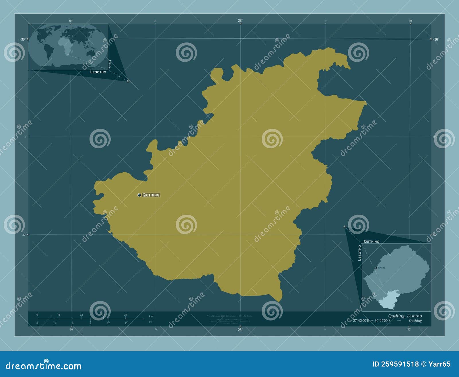 Quthing, Lesotho. Solid. Labelled Points of Cities Stock Illustration ...