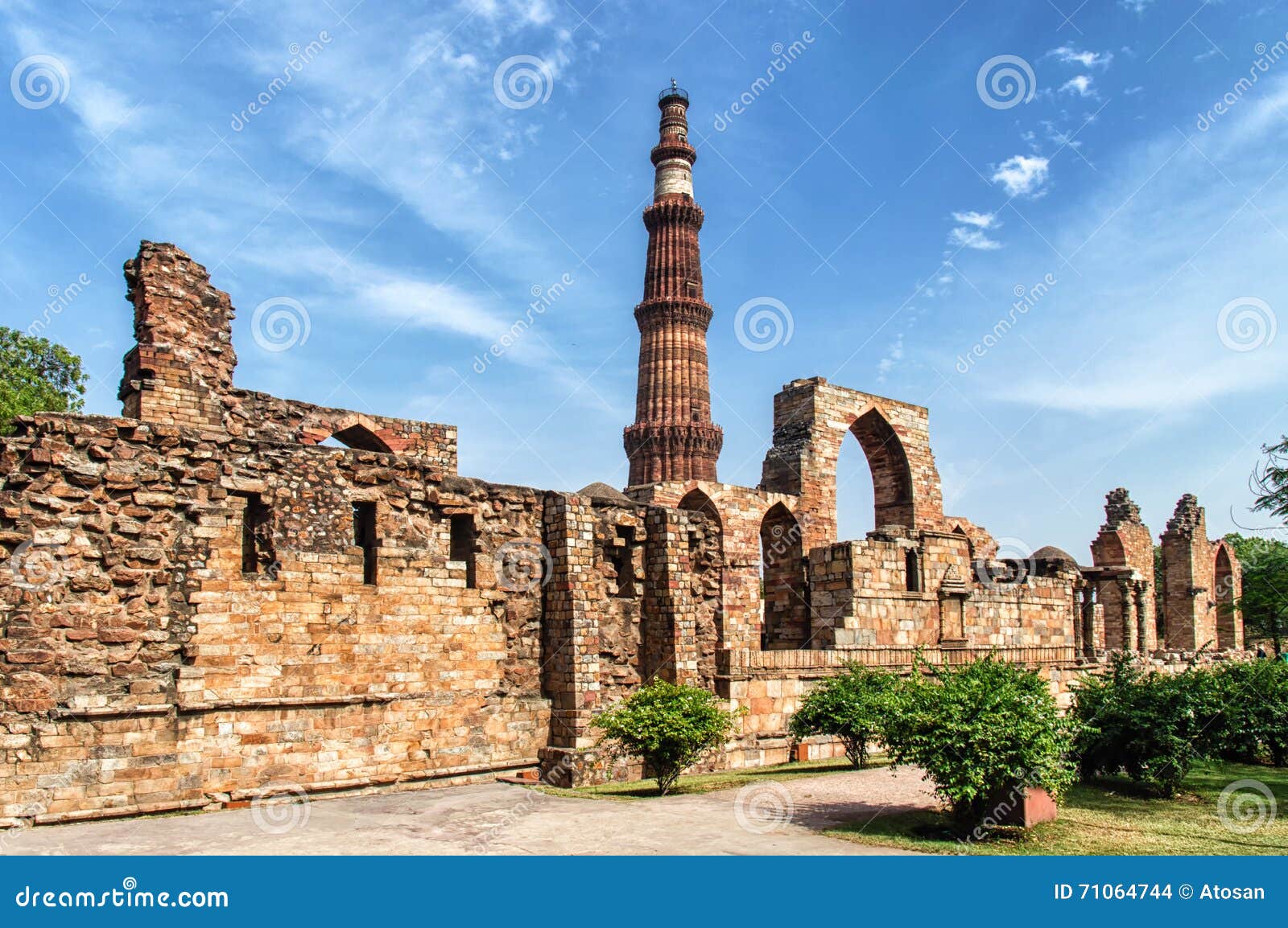 Qutub Minar stock photo. Image of indian, culture, pillar - 71064744