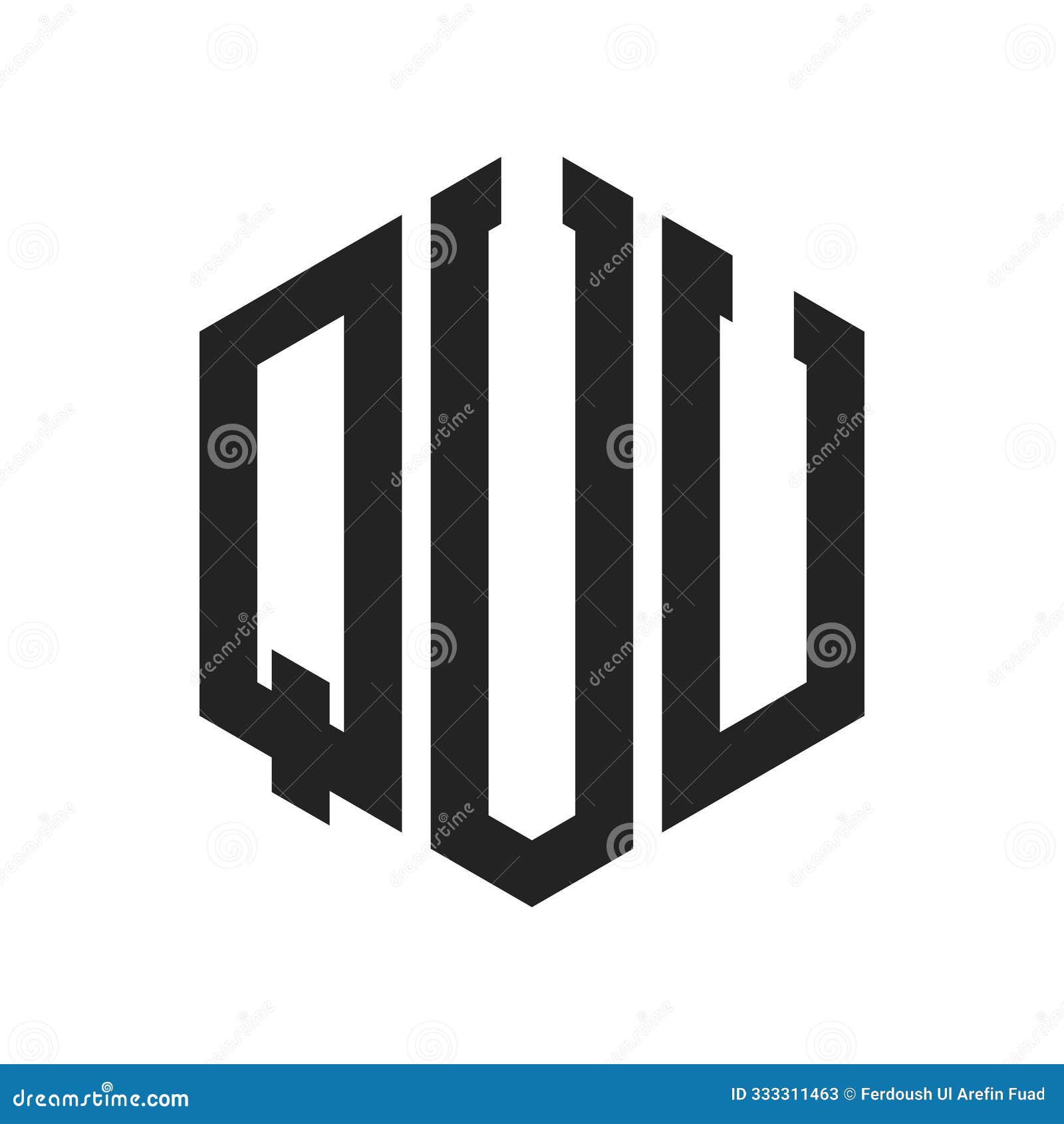 QUU Logo Design. Initial Letter QUU Monogram Logo Using Hexagon Shape ...