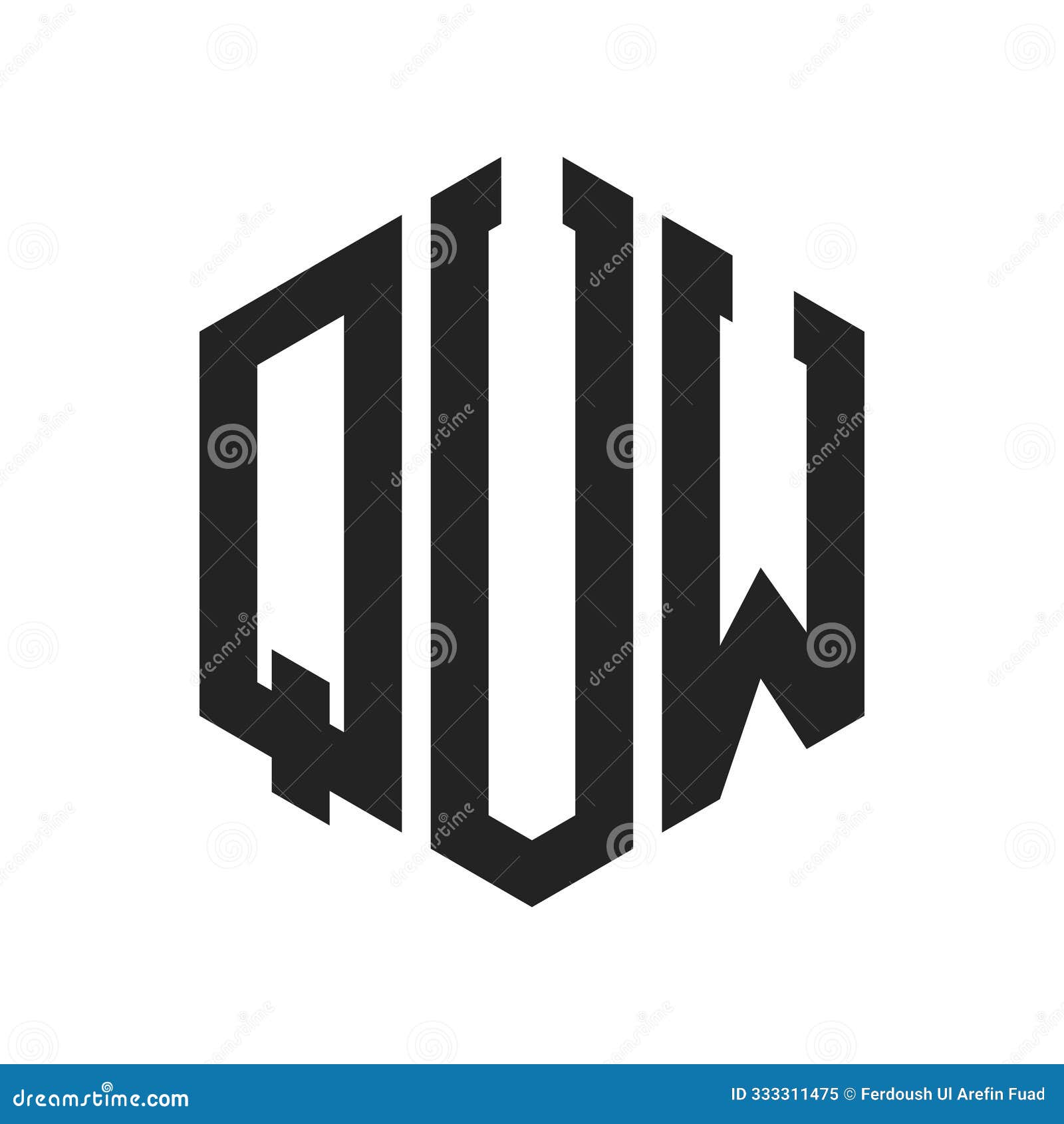 QUW Logo Design. Initial Letter QUW Monogram Logo Using Hexagon Shape ...