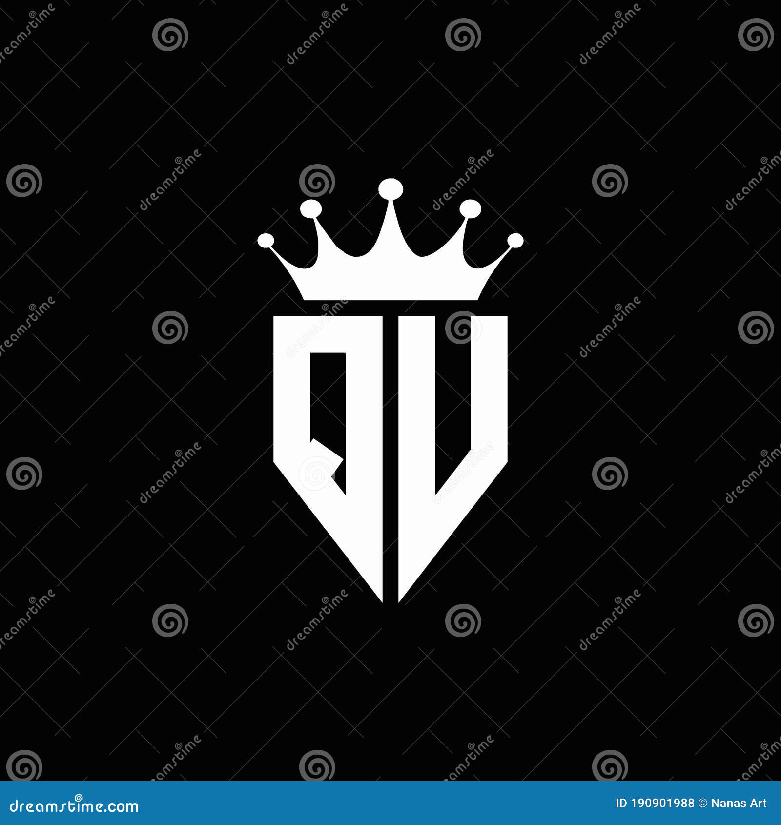 QV Logo Monogram Emblem Style with Crown Shape Design Template Stock ...