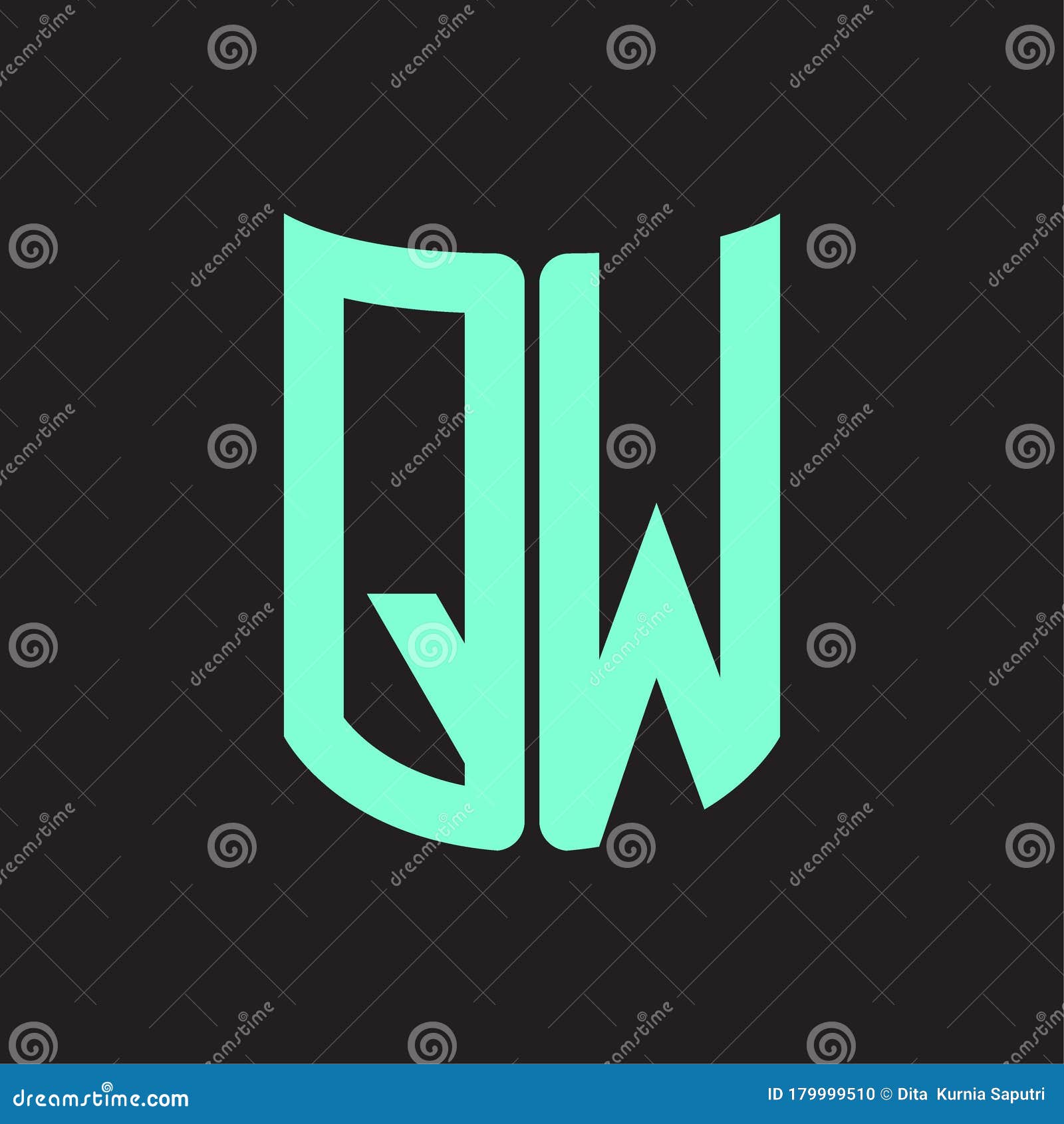 QW Logo Monogram with Ribbon Style Design Template Stock Illustration ...