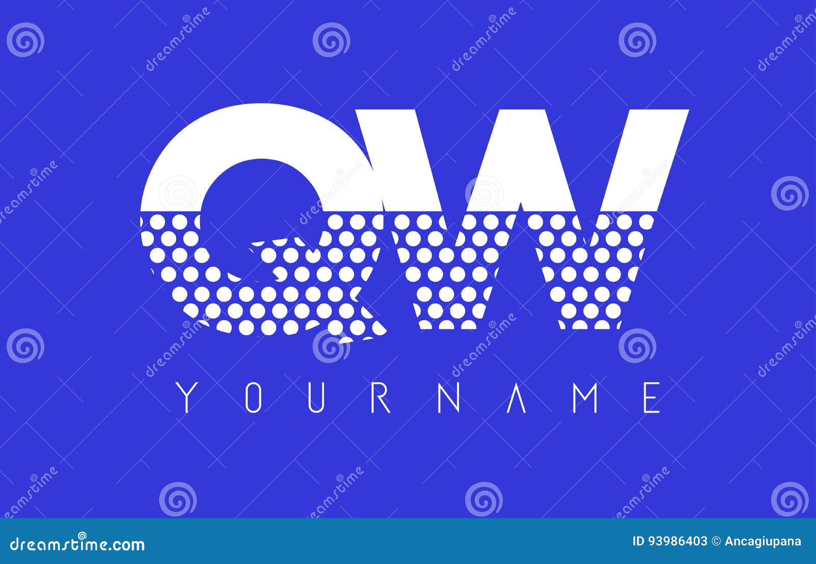 QW Q W Dotted Letter Logo Design with Blue Background. Stock Vector ...