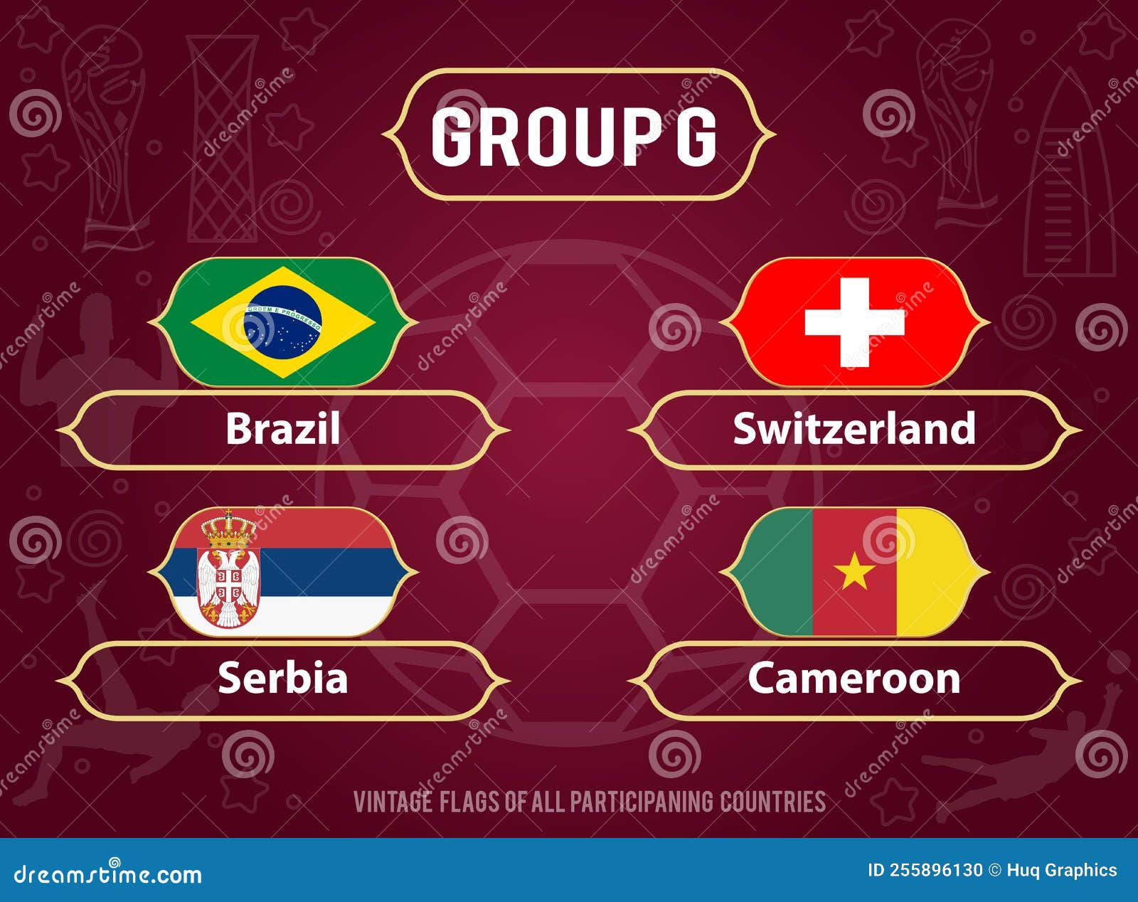 Vintage Flags of All Participants of Group G, World Cup Stock Vector ...