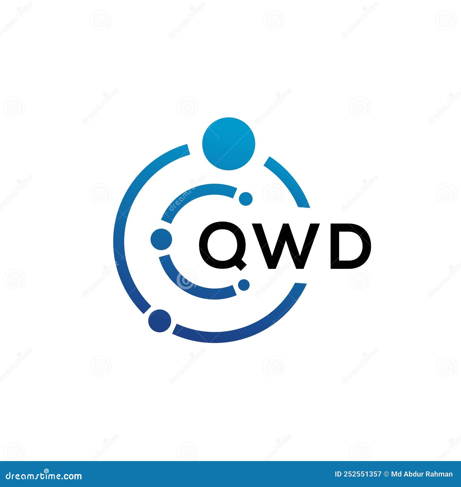 QWD Letter Technology Logo Design on White Background. QWD Creative ...