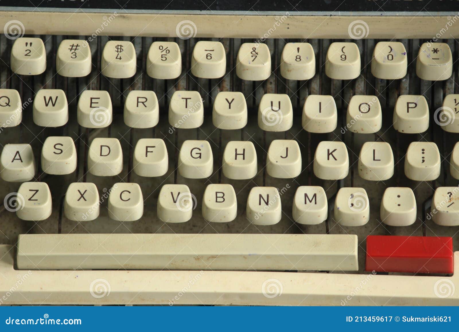 Qwerty key on a typewriter stock image. Image of electronics - 213459617