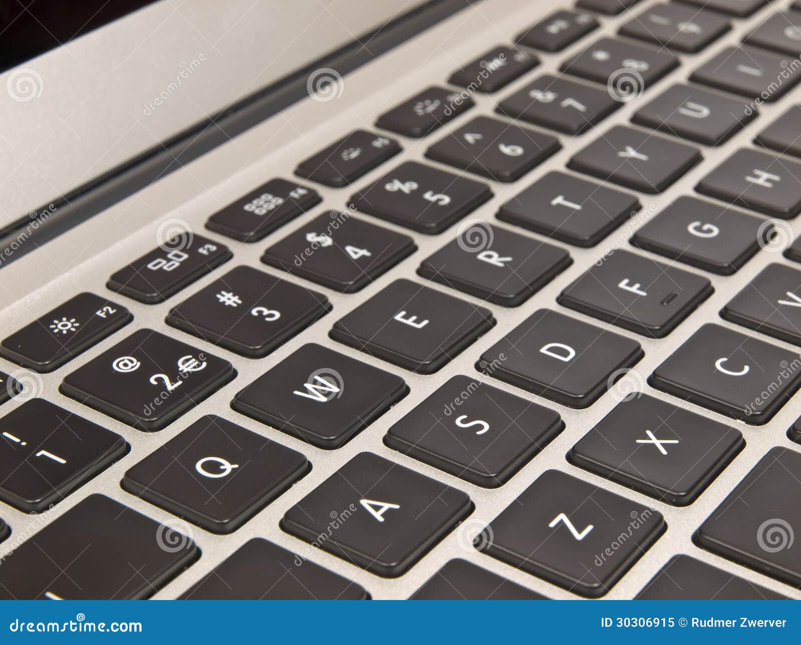 Detail of a QWERTY Laptop Keyboard Stock Image - Image of gray ...