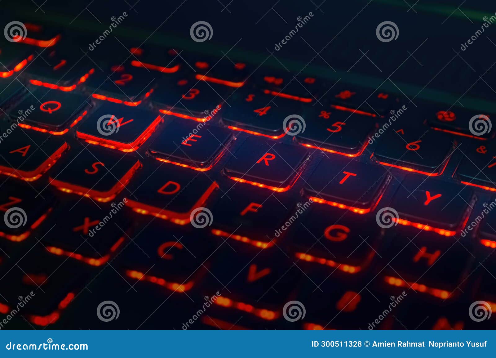 "QWERTY" Keyboard with Red Backlight Stock Photo - Image of backlit ...