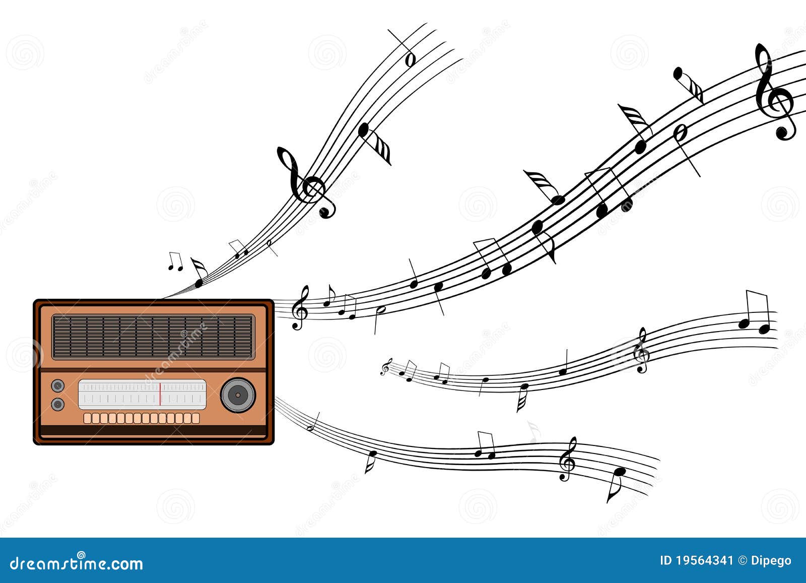 Rádio e música ilustração stock. Ilustração de musical - 19564341