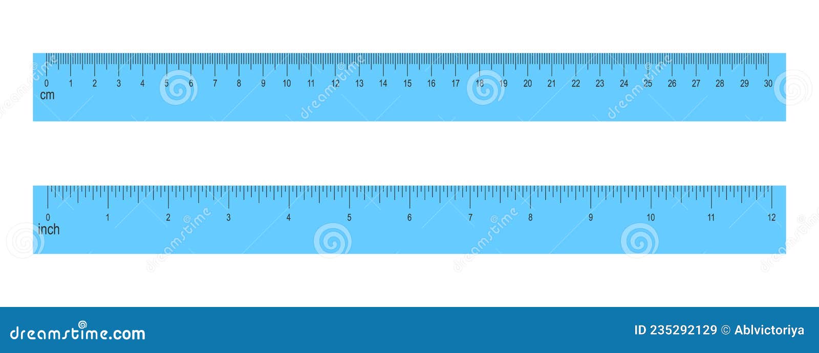 Réguas Azuis De 30 Centímetros E 12 Polegadas Isoladas Sobre Fundo ...