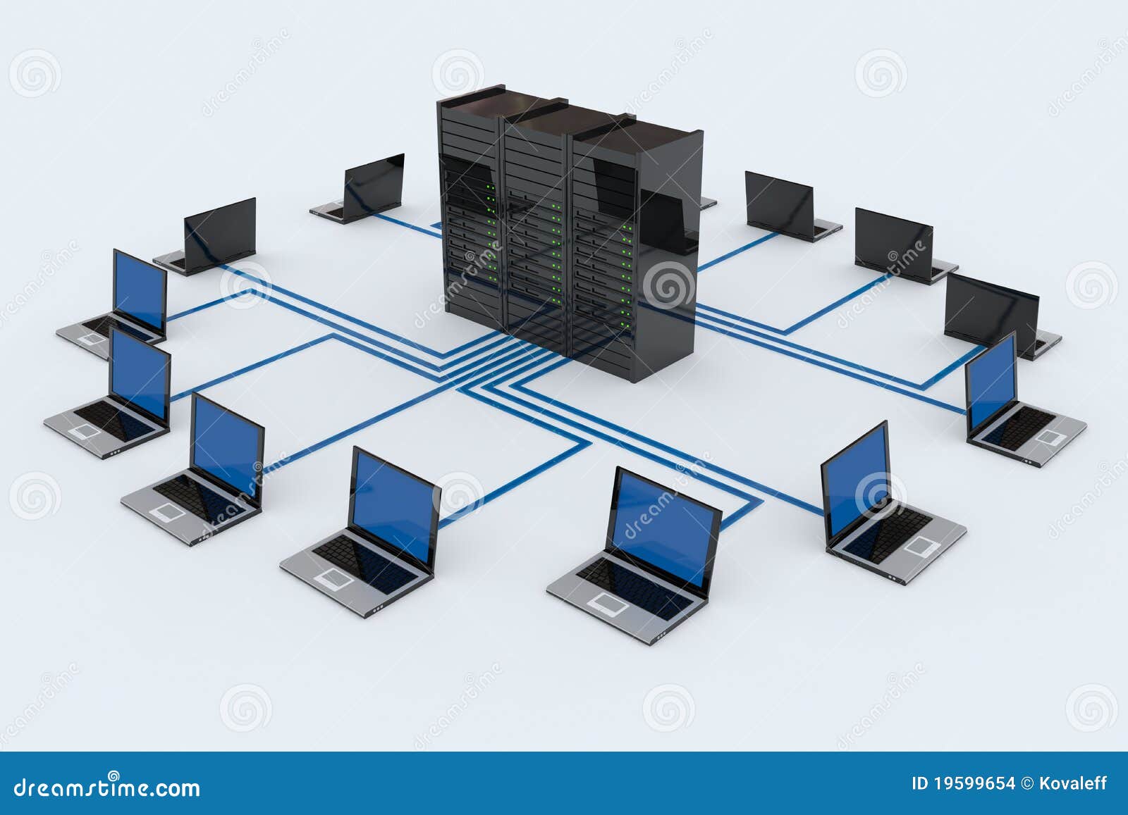 Réseau Informatique Avec Le Serveur Illustration Stock - Illustration ...