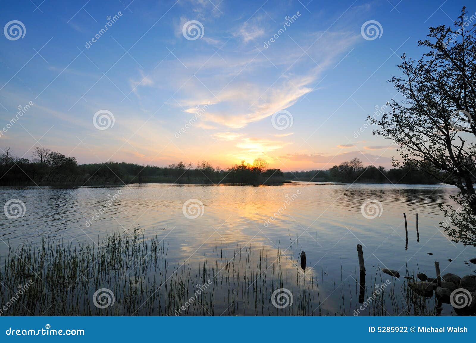 Río Shannon foto de archivo. Imagen de silueta, tarde - 5285922