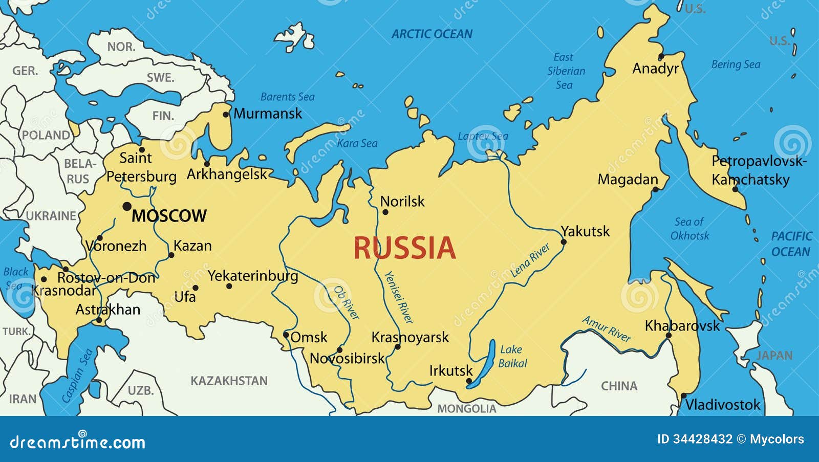Rússia - mapa ilustração do vetor. Ilustração de russo - 34428432