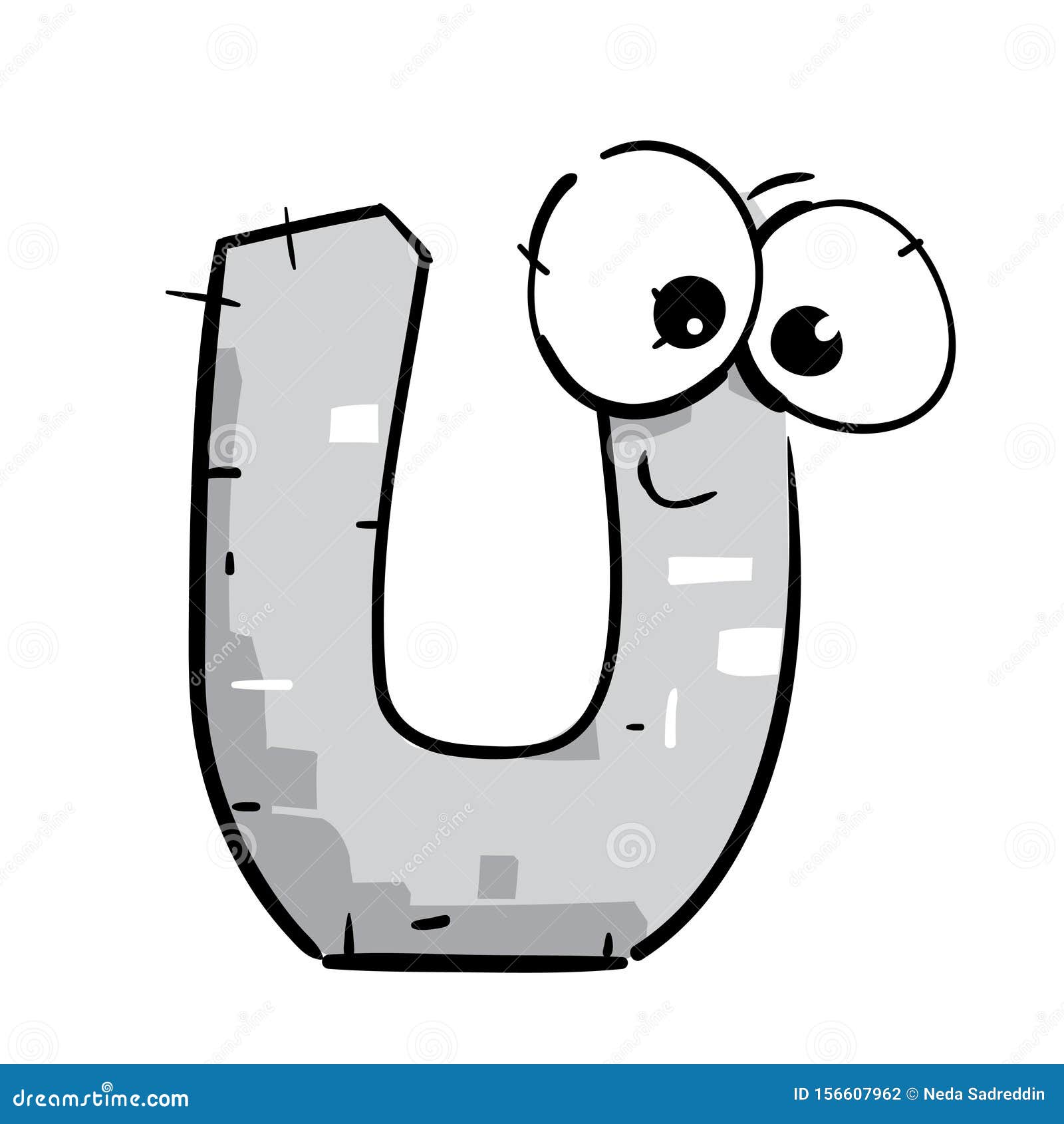 Cartoon Alphabet. Smiling Cute U Stock Vector - Illustration of sign ...