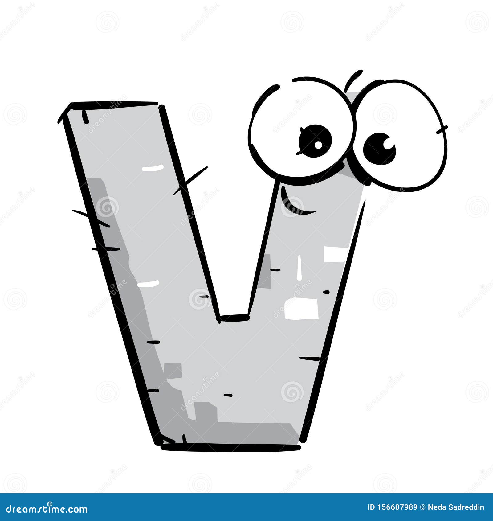 Cartoon Alphabet. Smiling Cute V Stock Vector - Illustration of cute ...