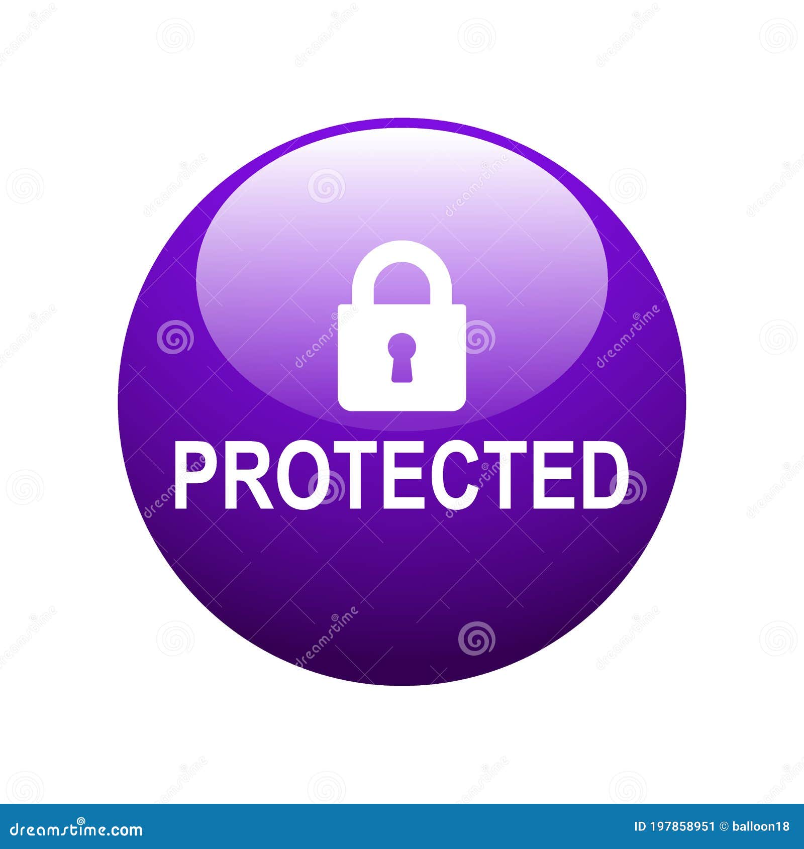 Protected button stock vector. Illustration of data - 197858951