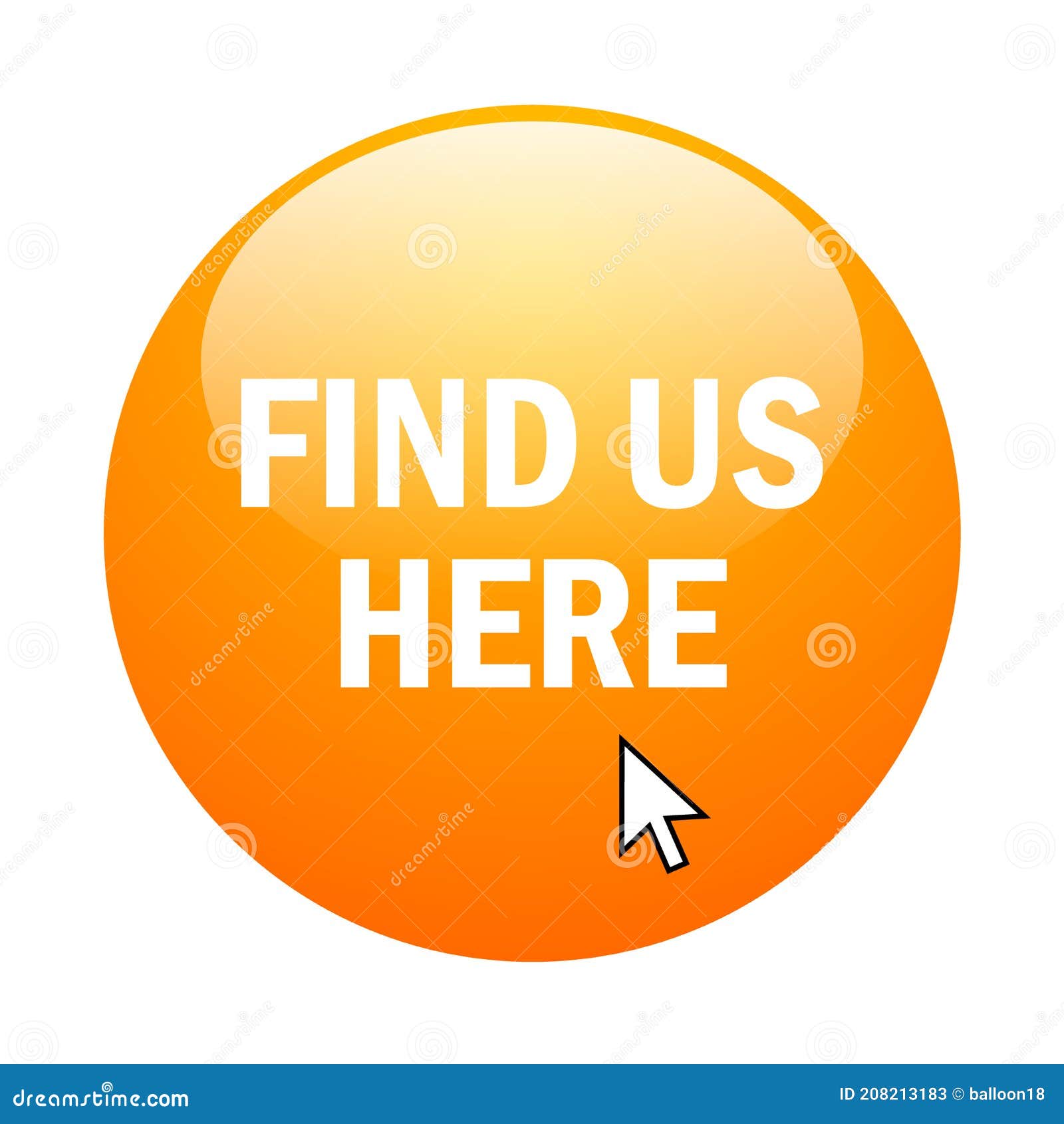 Find us here button stock vector. Illustration of blog - 208213183
