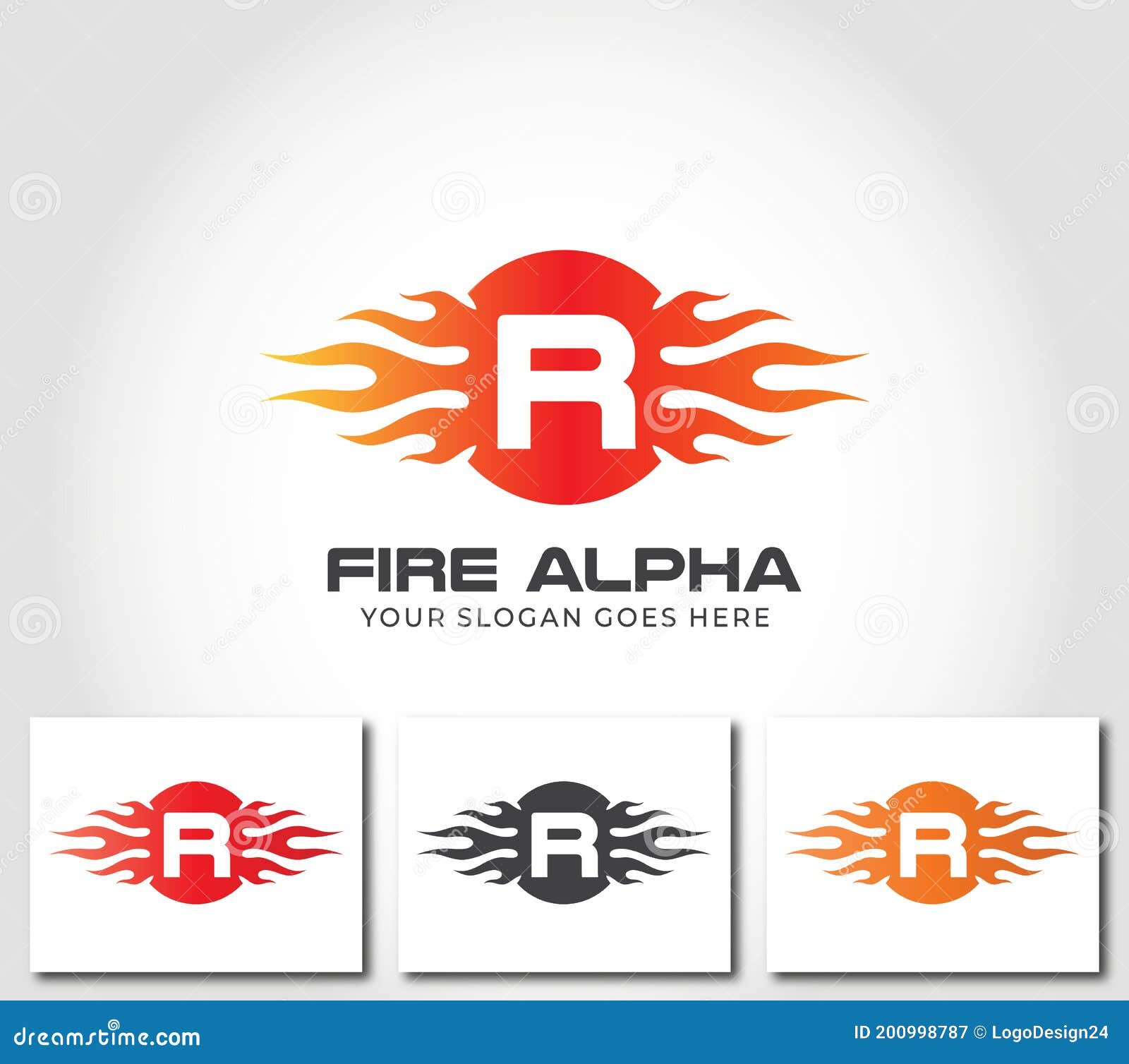 R Alphabet Fire Logo Design Concept Stock Vector - Illustration of ...