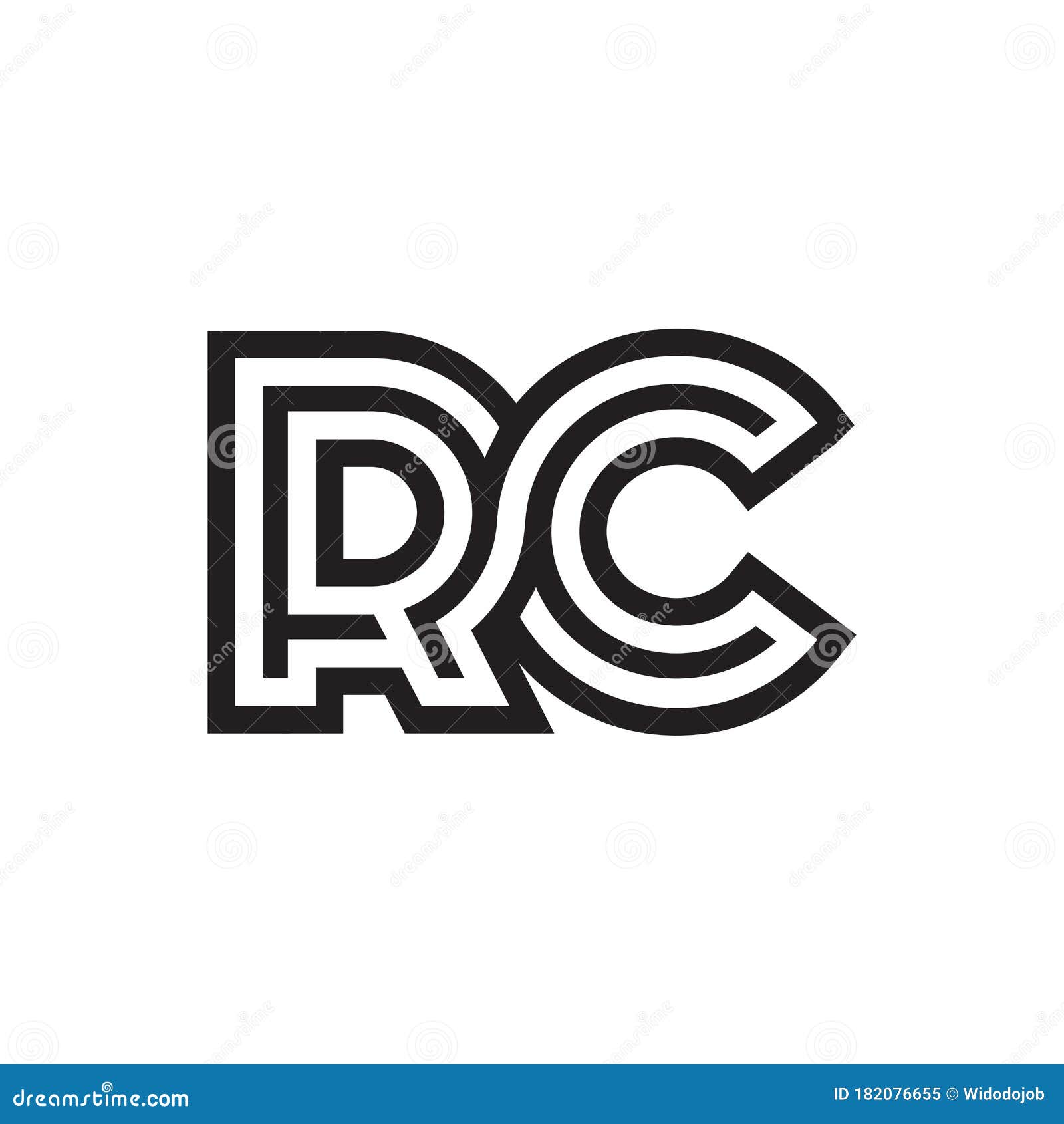 R C Letter Lines Logo Design Vector Stock Vector - Illustration of ...