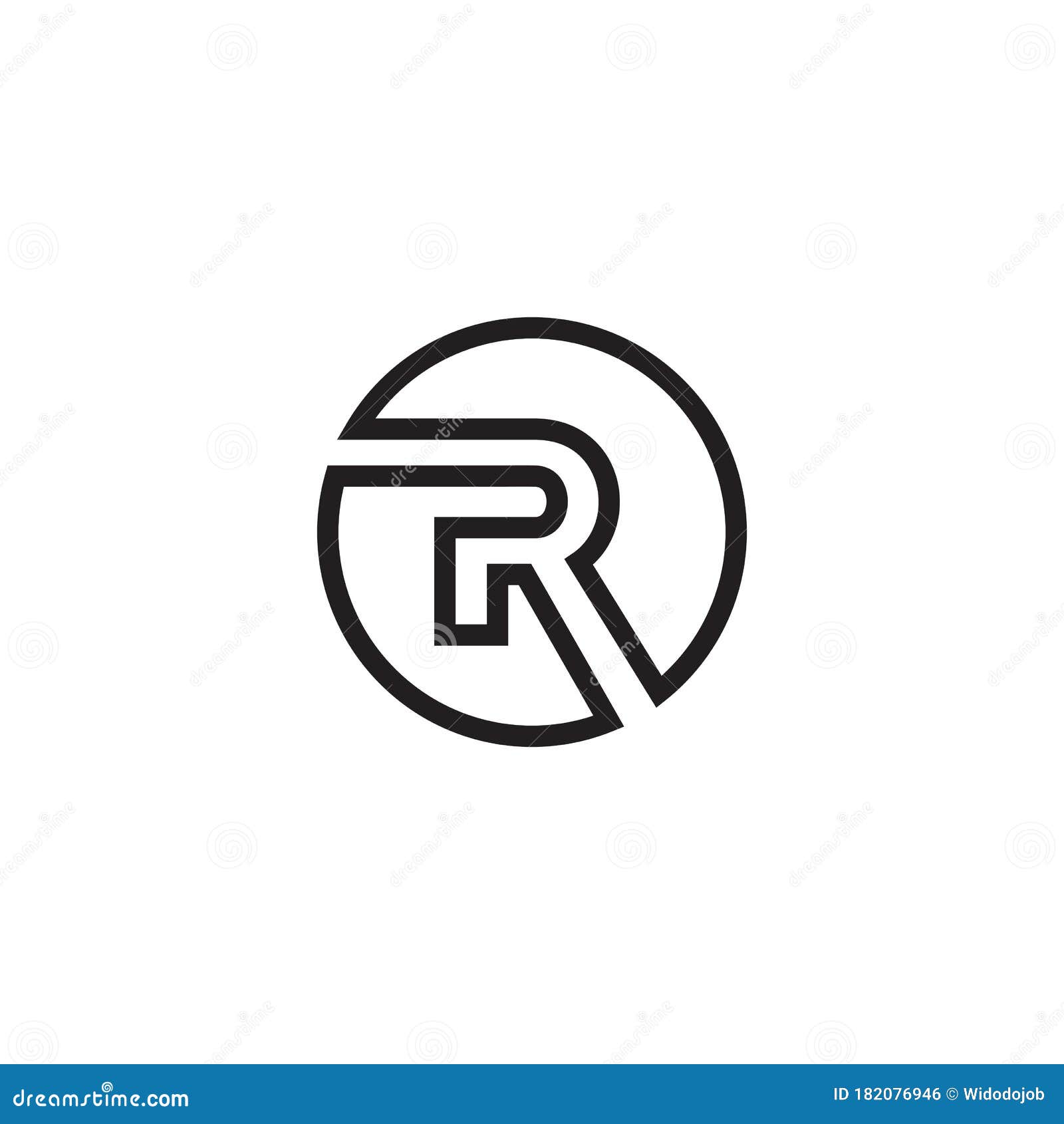R Circle Letter Lines Logo Design Vector Stock Vector - Illustration of ...