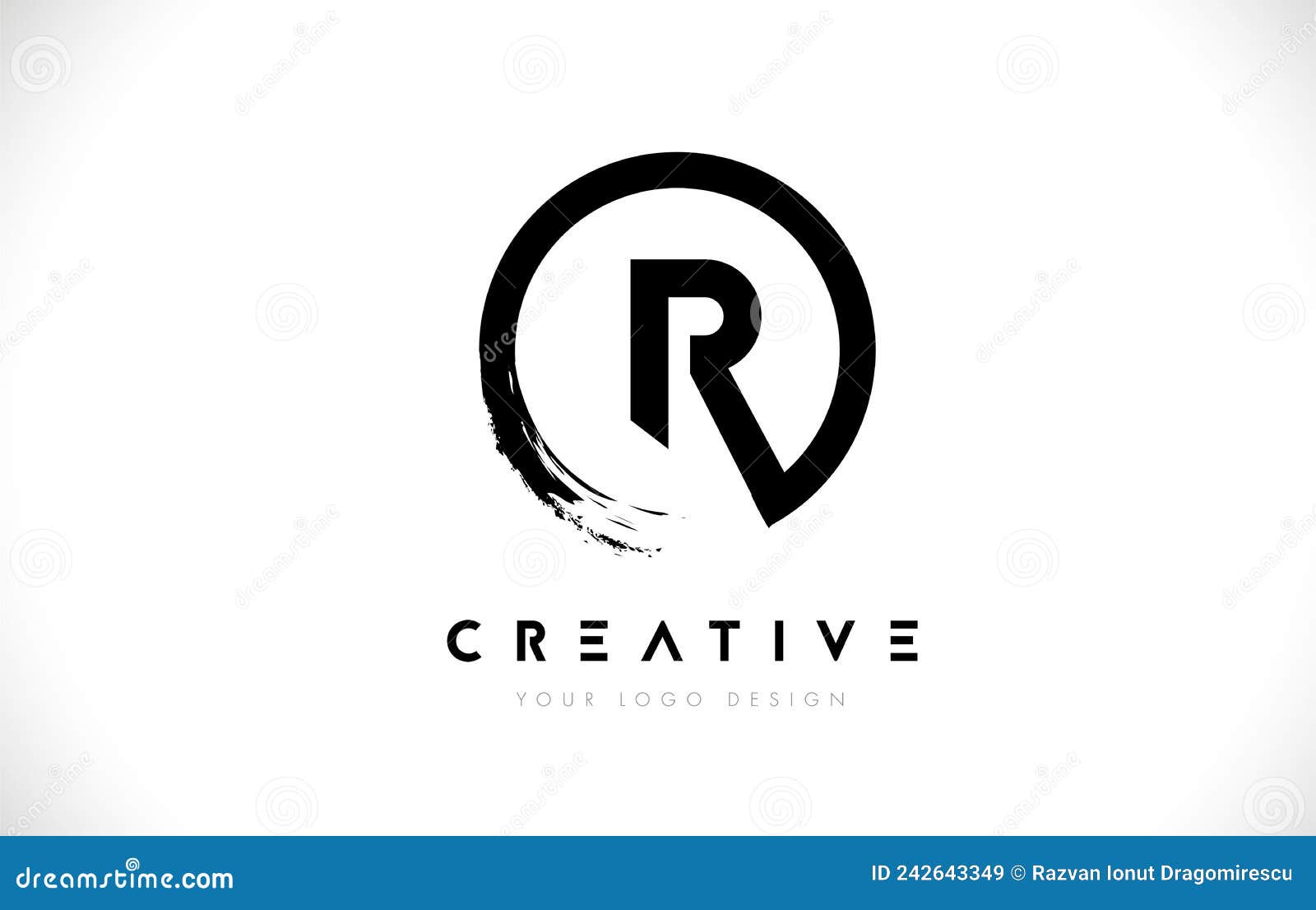 R Letter Logo with Circle Brush Design and White Background Stock ...