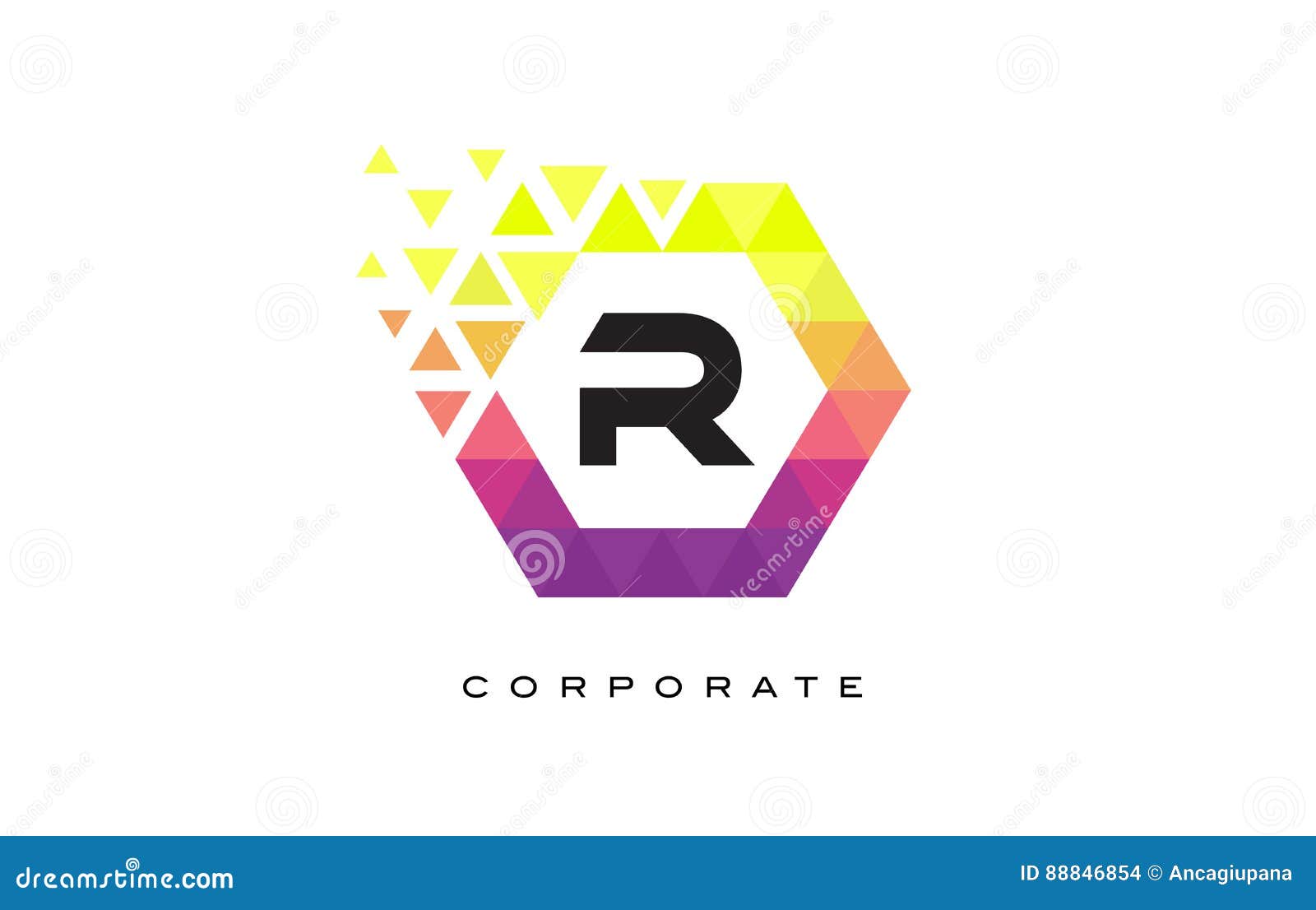 R Colorful Hexagon Shaped Letter Logo Design. Stock Vector ...