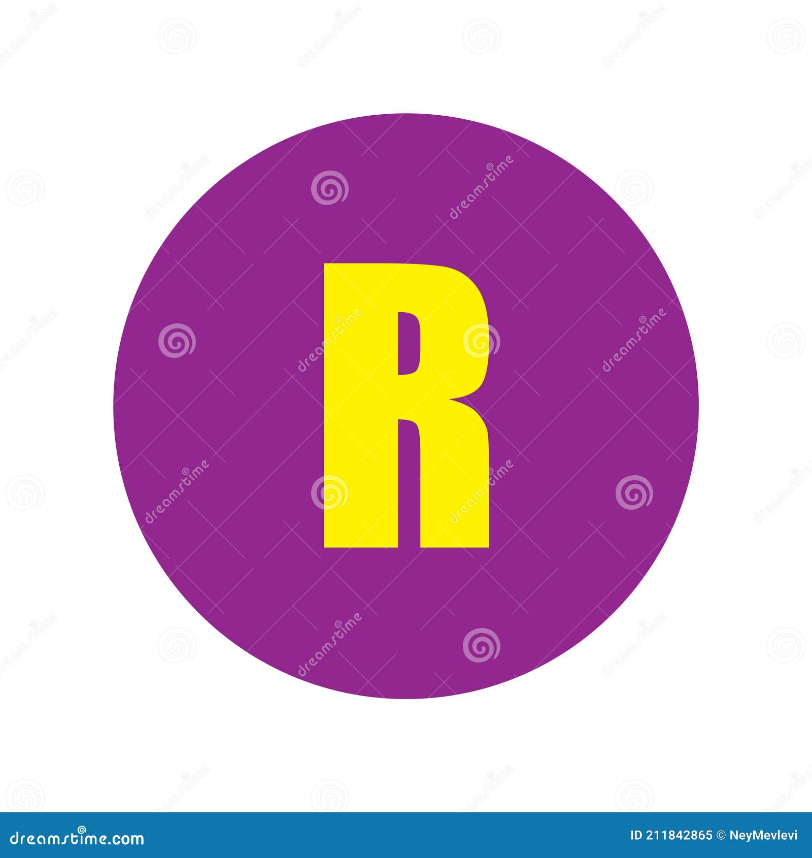 Letter R Logo Symbol with Yellow Impact Font in Purple Circle Stock ...