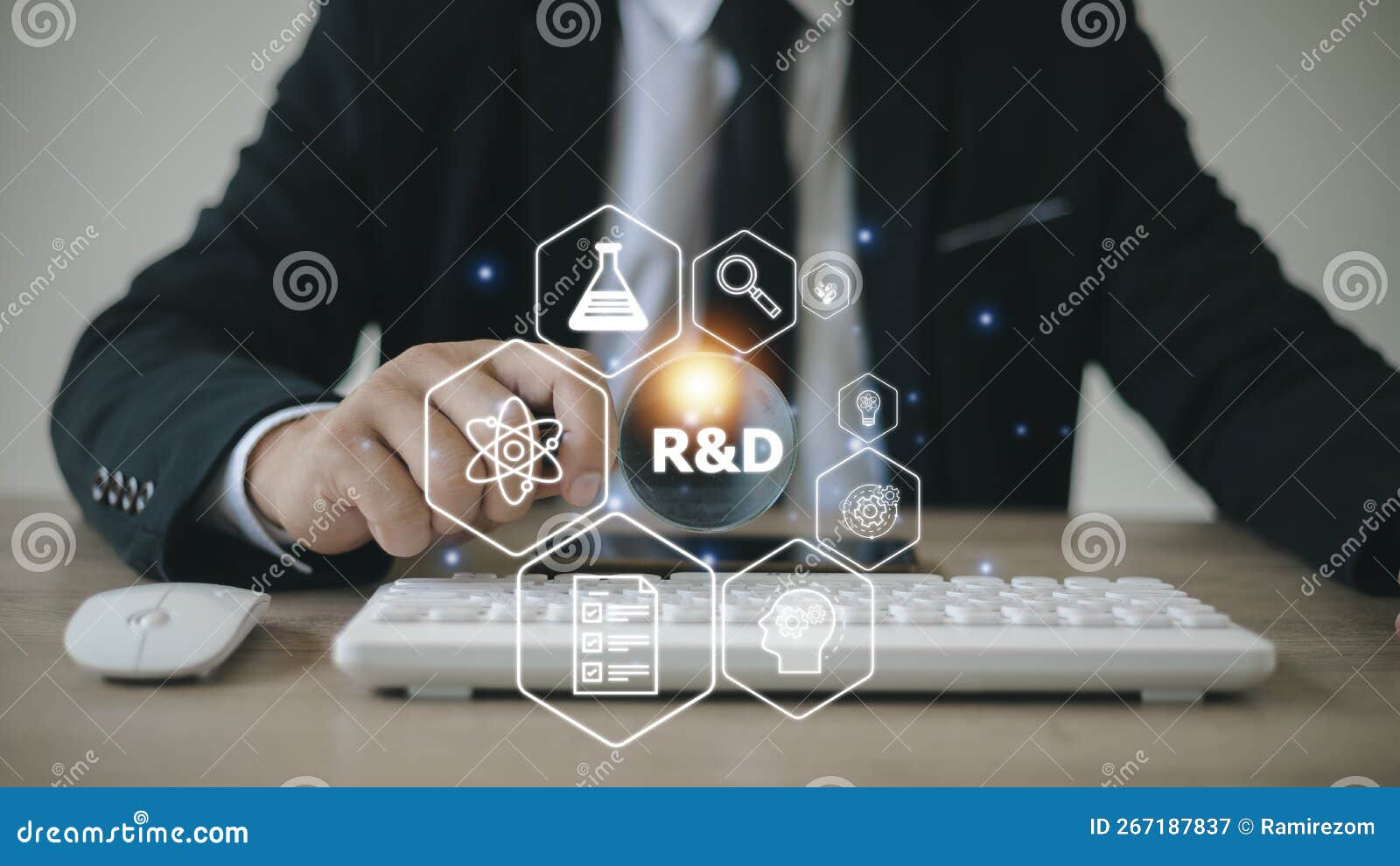 R and D Icon for Research and Development on Laptop Screen. Manage ...