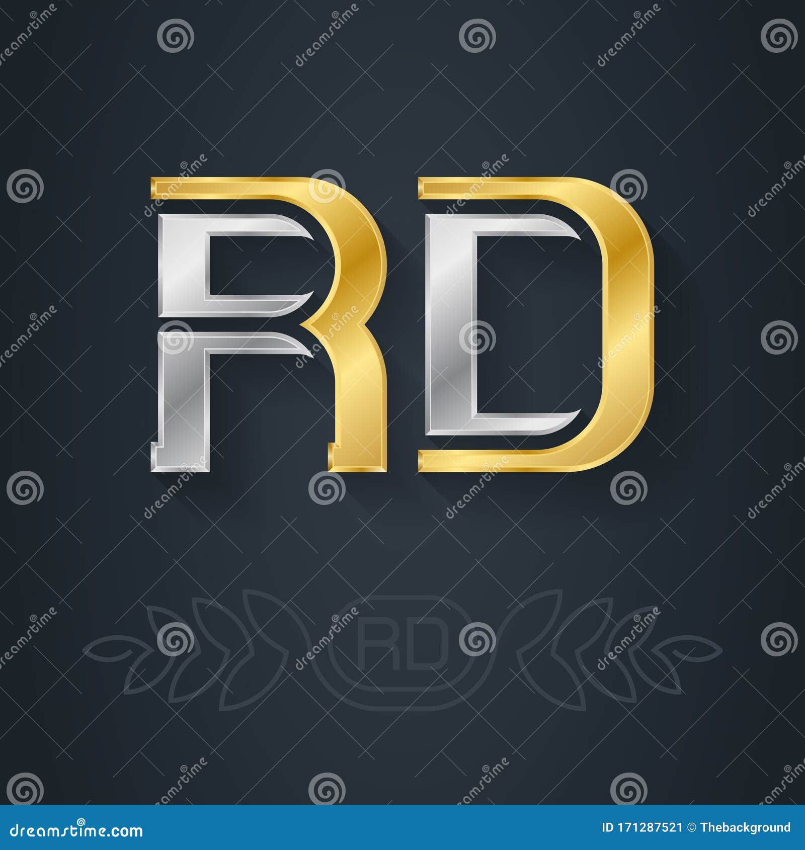 R and D - Initials or Gold and Silver Logo. RD - Metallic 3d Icon or ...