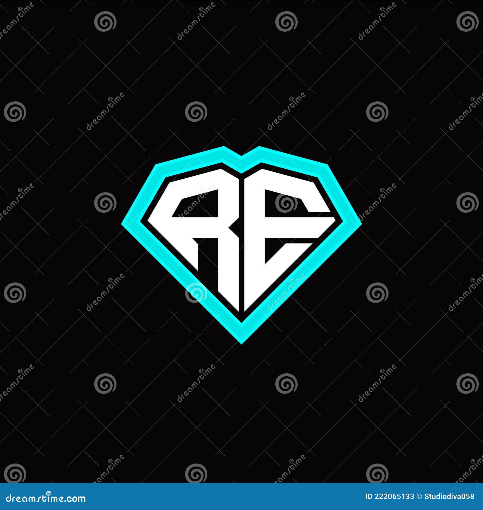 R E Initial Letter with Unique Diamond Style Logo Template Vector Stock ...