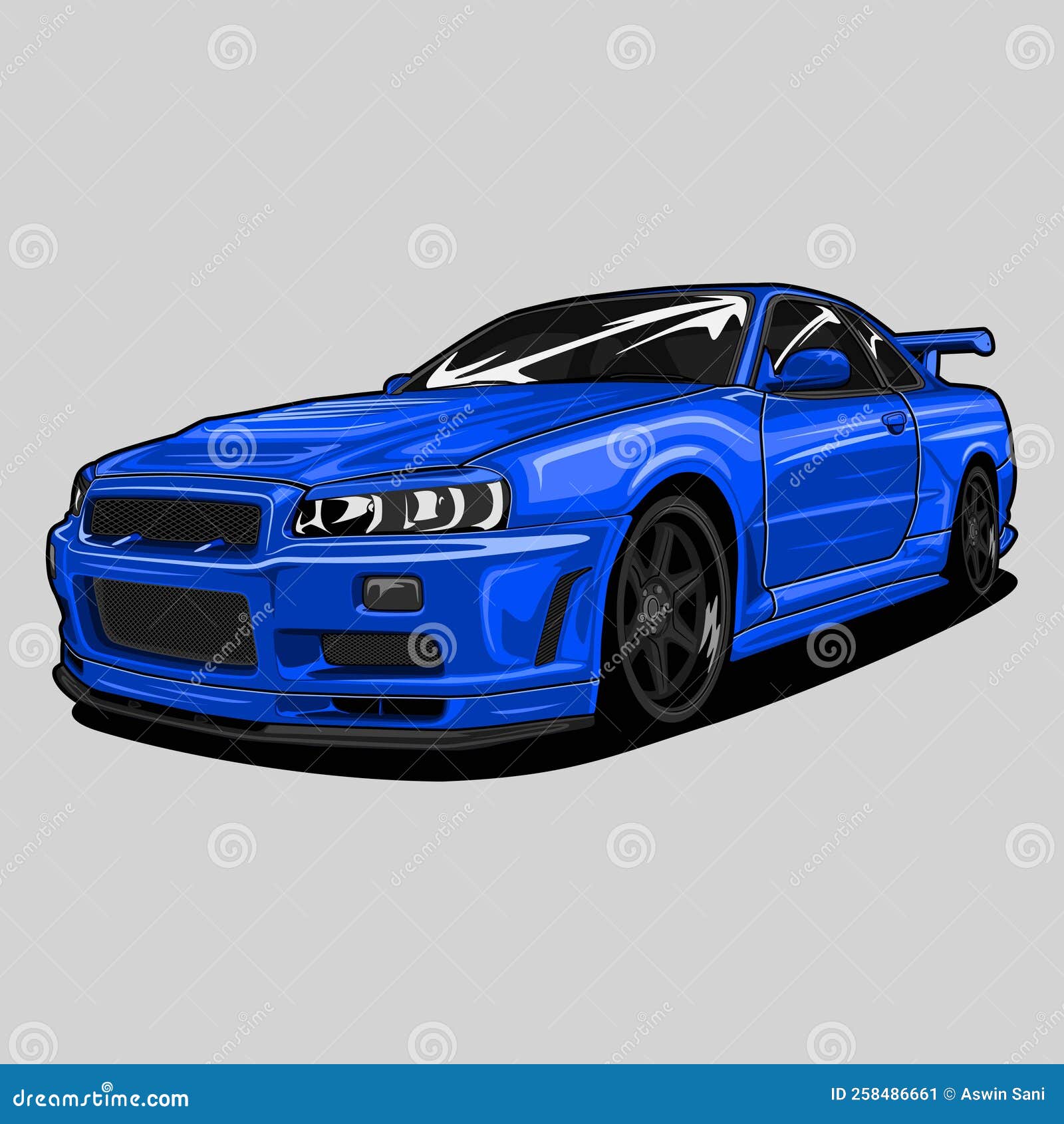 R34 GTR stock vector. Illustration of drive, mobile - 258486661